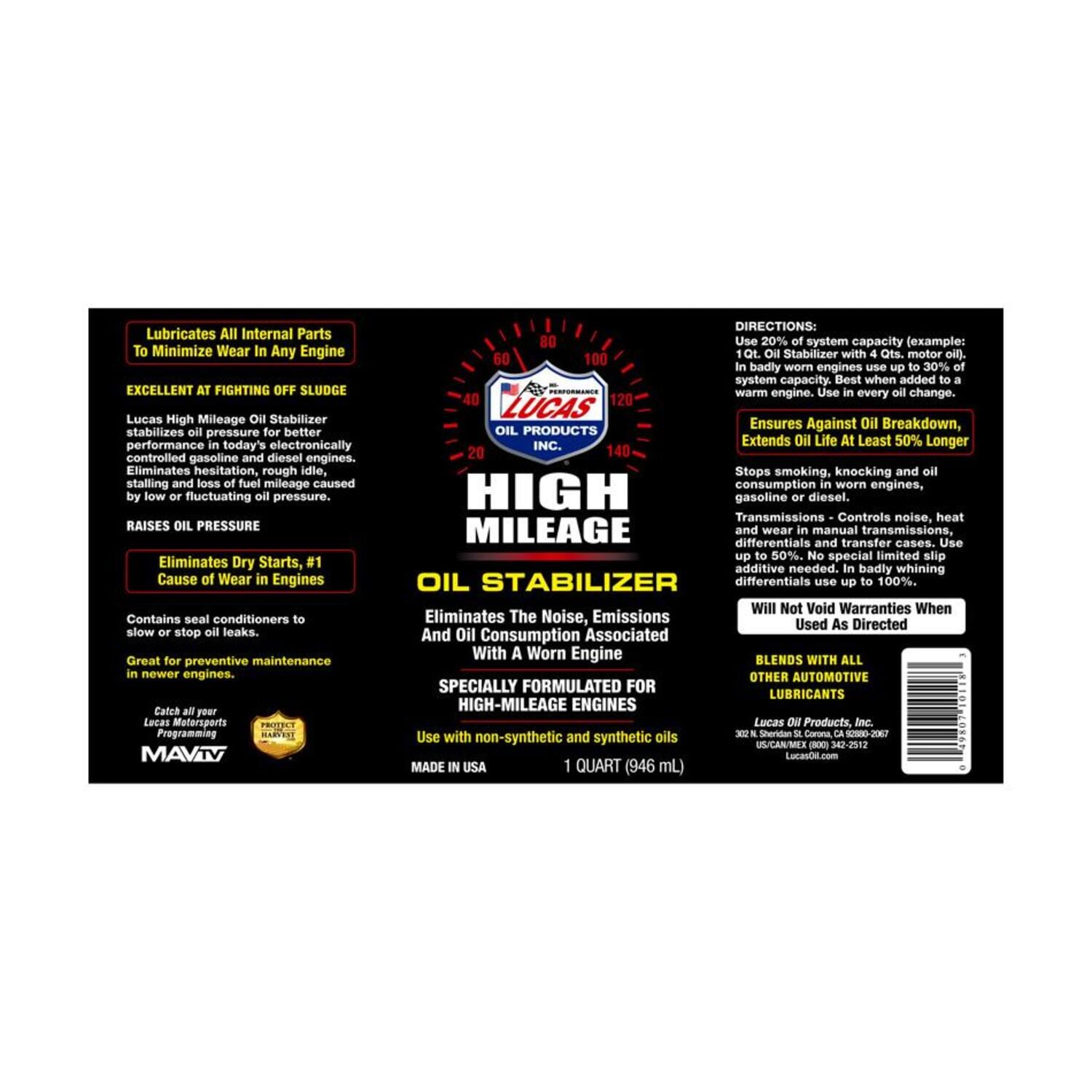 Lucas Oil Products High Mileage Oil Stabilizer