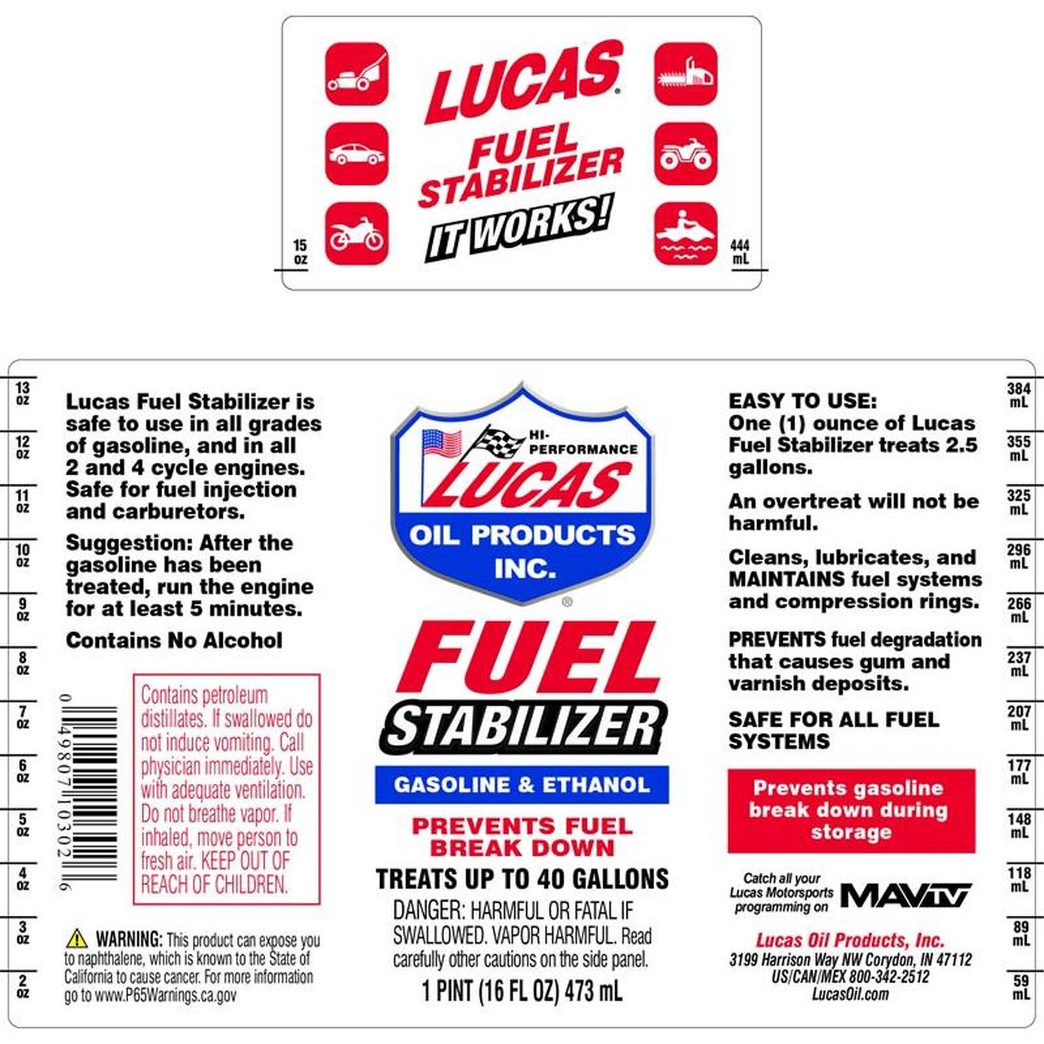 Lucas Oil Products Fuel Stabilizer 16oz