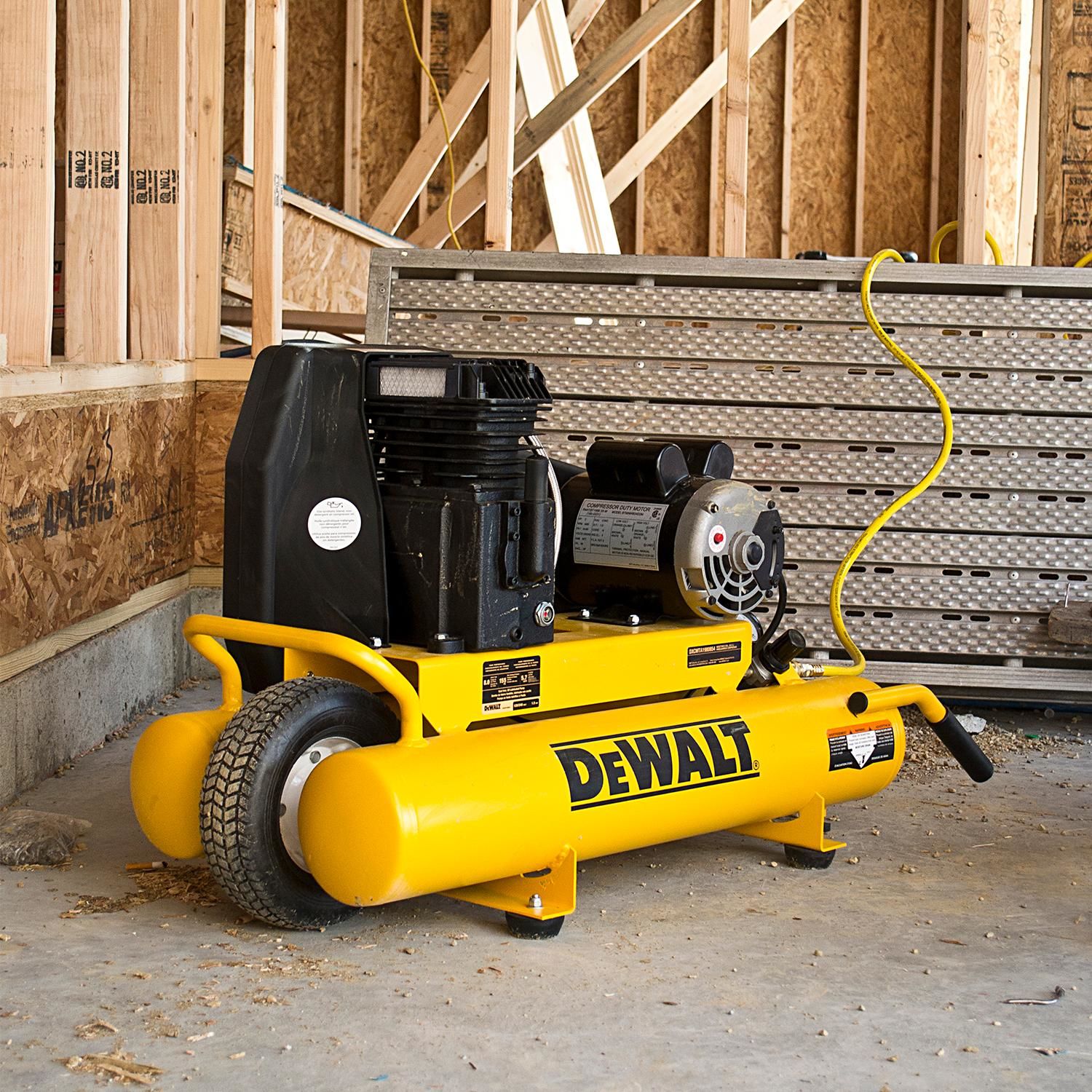 Dewalt 1.9 HP 155 PSI Electric Dual Voltage Wheelbarrow Air Compressor 8gal