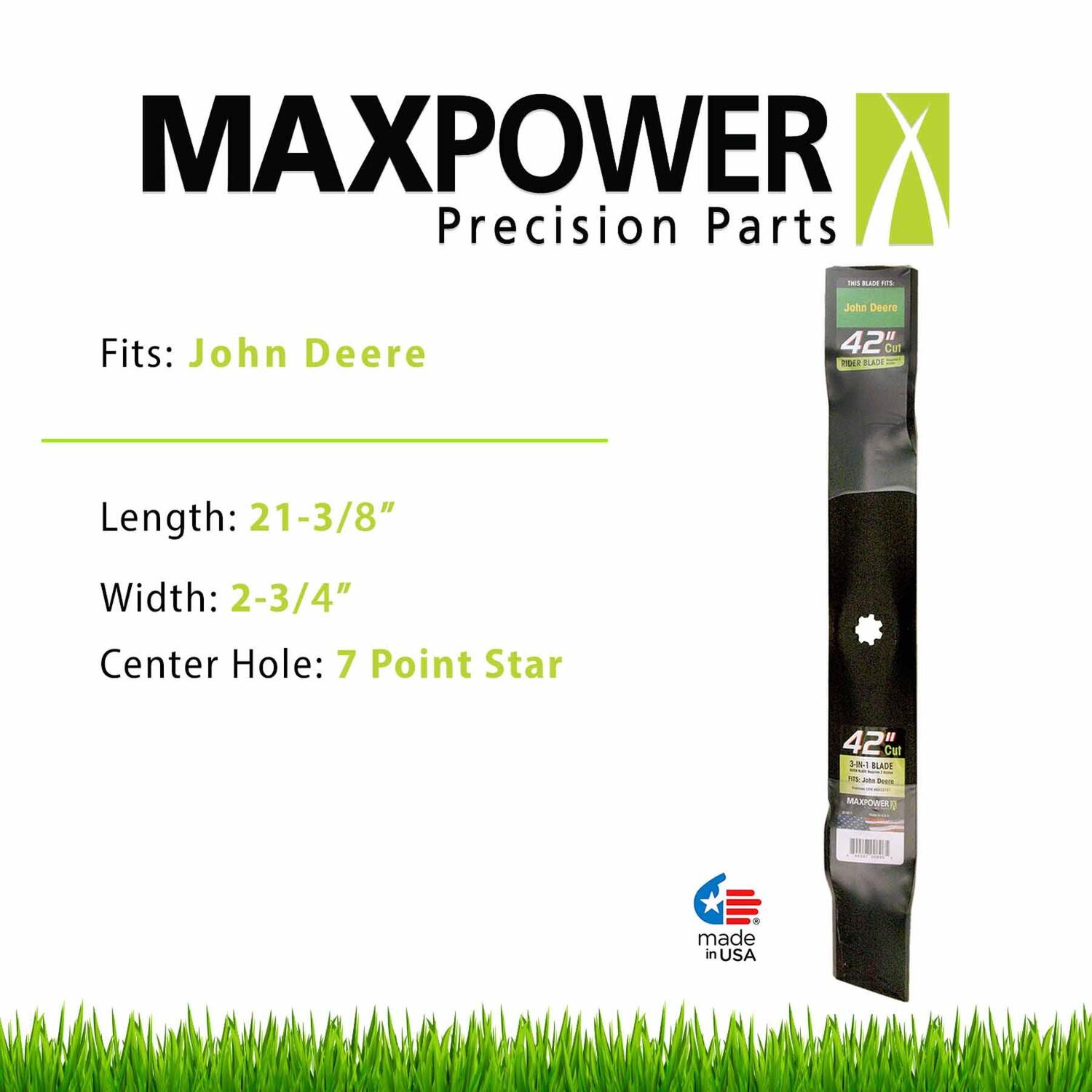 MaxPower 42in Cut Mower Blade for John Deere Mowers No. GX22151 and GY20850