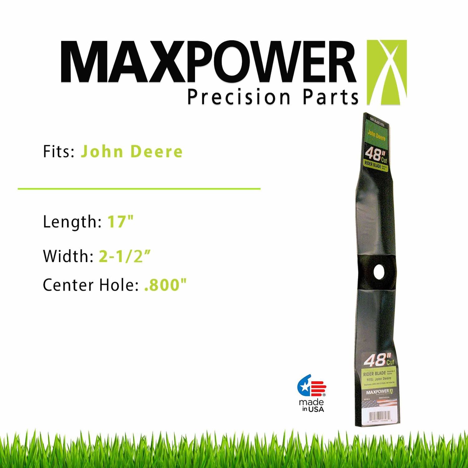 MaxPower 48in Cut Mower Blade for John Deere Mowers No. M127500 and M145476