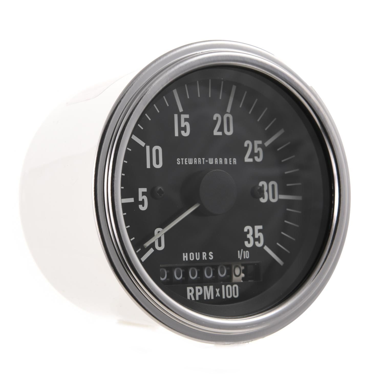 Stewart Warner 3 3/8in 0-3,500 RPM Black Electric Tachometer