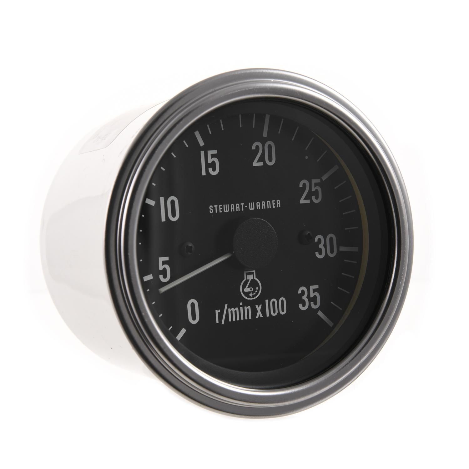 Stewart Warner 3 3/8in 0-3,500 RPM Black Electric Tachometer