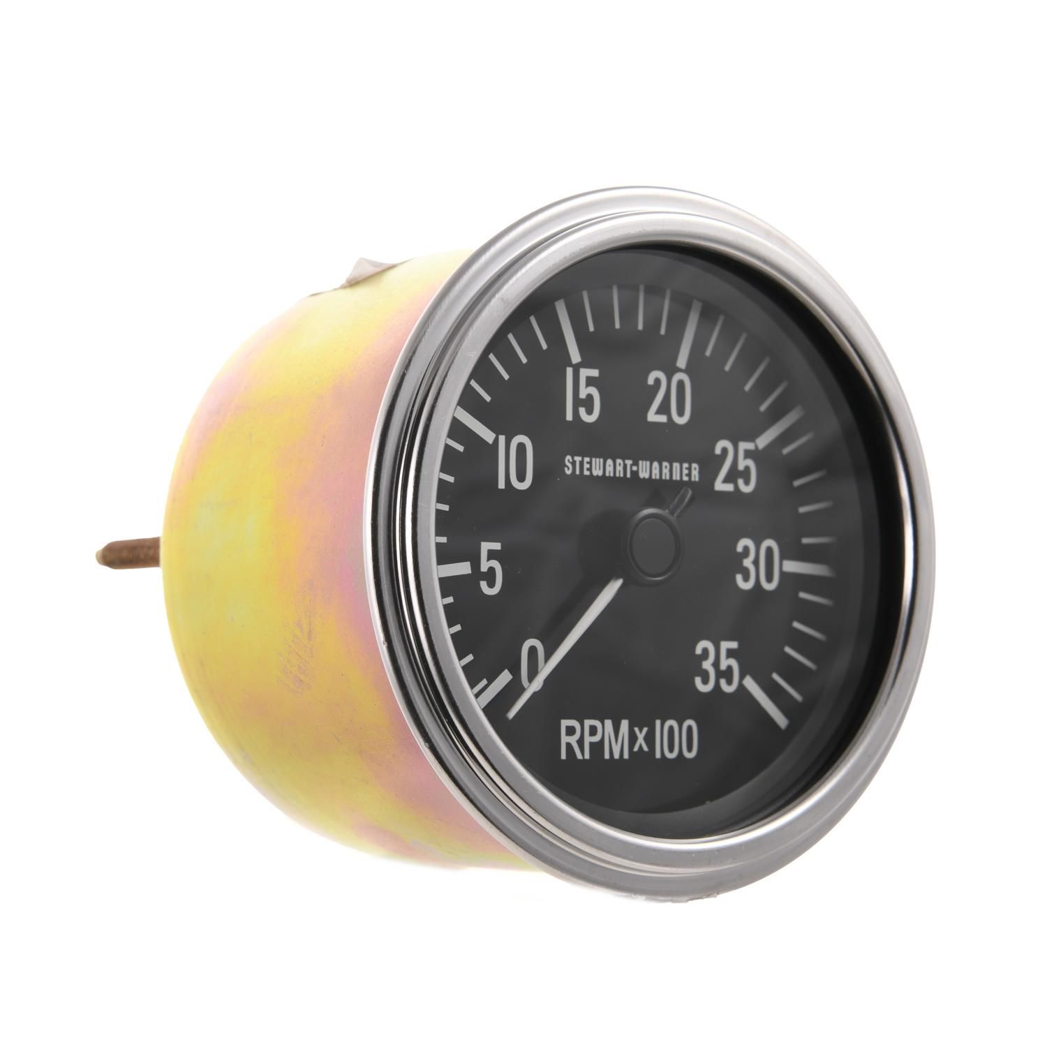 Stewart Warner 3 3/8in 0-3,500 RPM Black Mechanic Tachometer