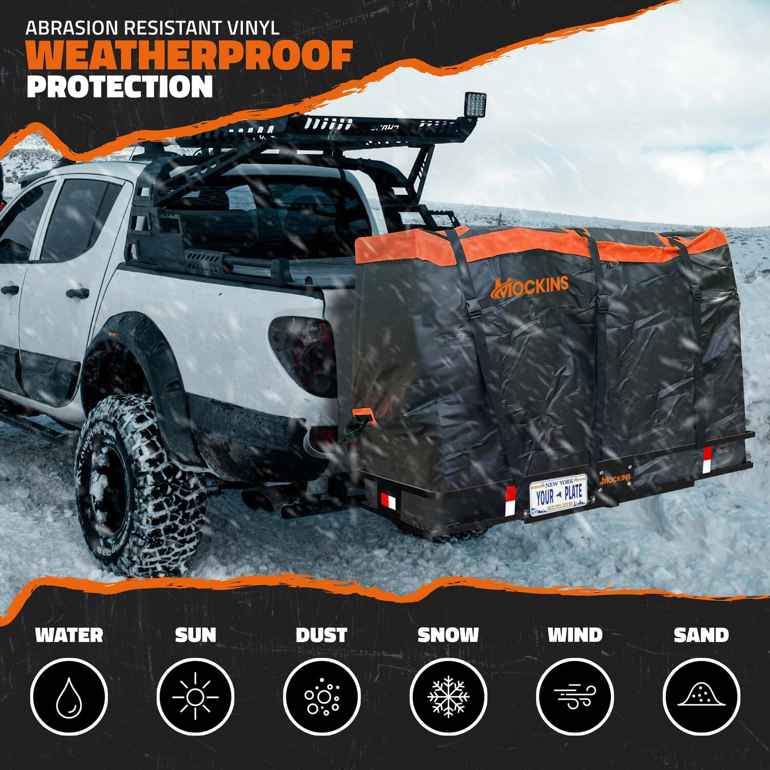 Mockins 60in x 24in x 6in Cargo Hitch Carrier with 30 Cu ft Cargo Bag ...