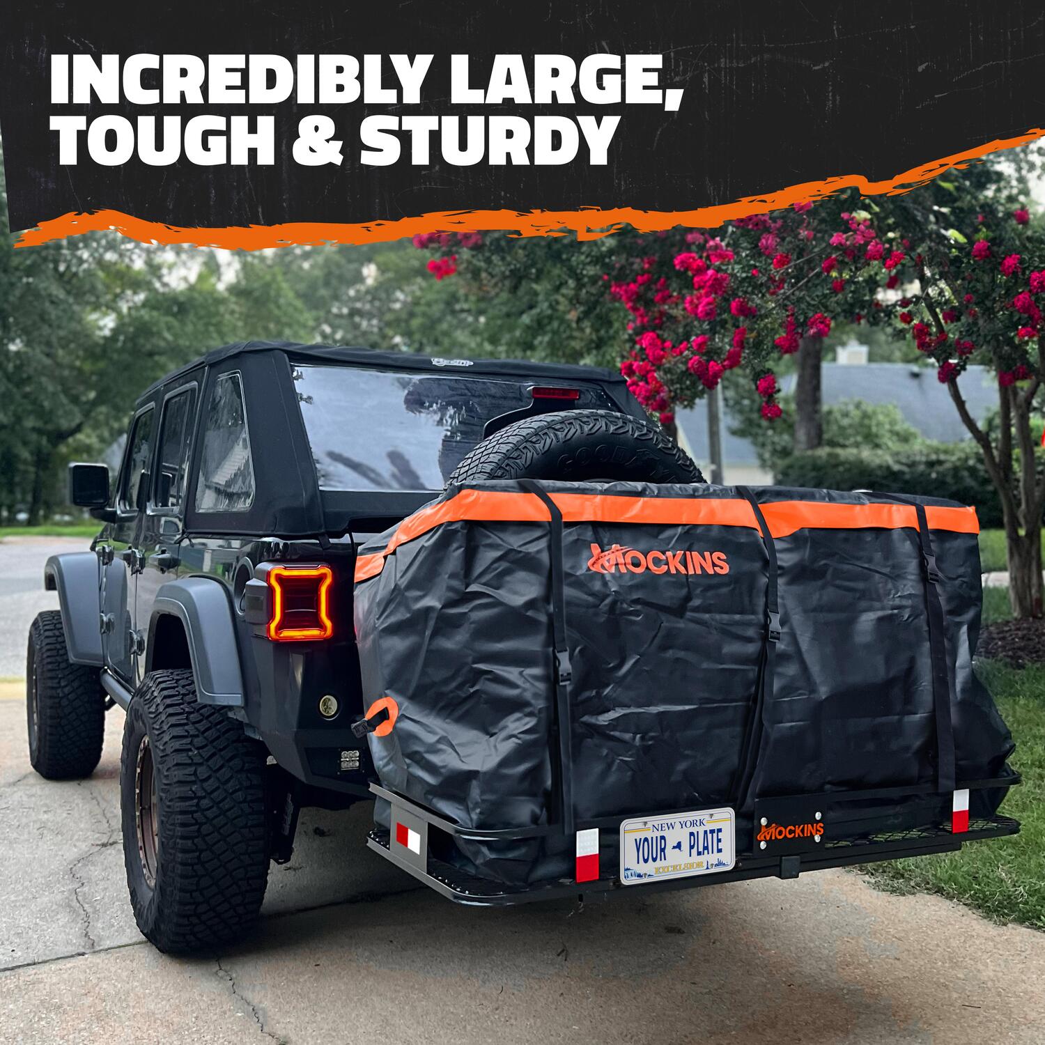 Mockins 60in x 24in x 6in Cargo Hitch Carrier with 30 Cu ft Cargo Bag ...