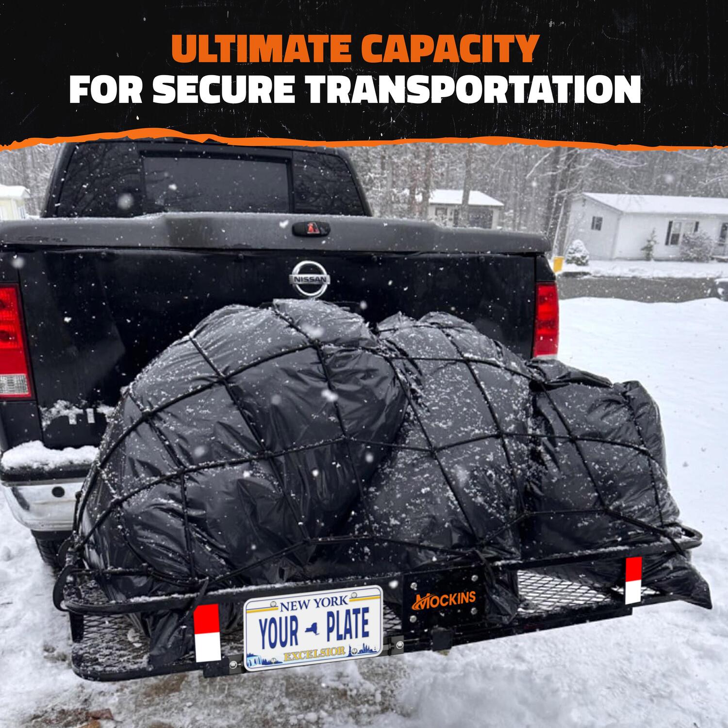 Mockins 60in x 24in x 6in Cargo Hitch Carrier with 30 Cu ft Cargo Bag ...