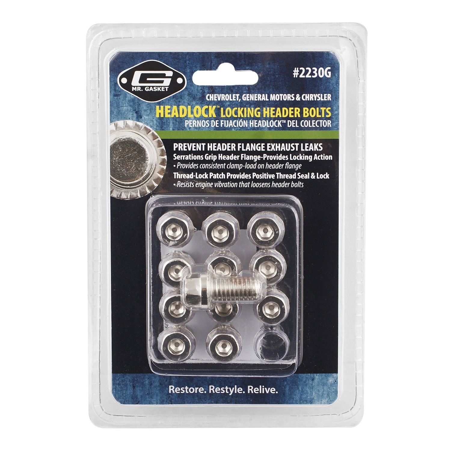 Mr Gasket 3/8-16 x 3/4in Headlock Locking Header Bolt Set of 12