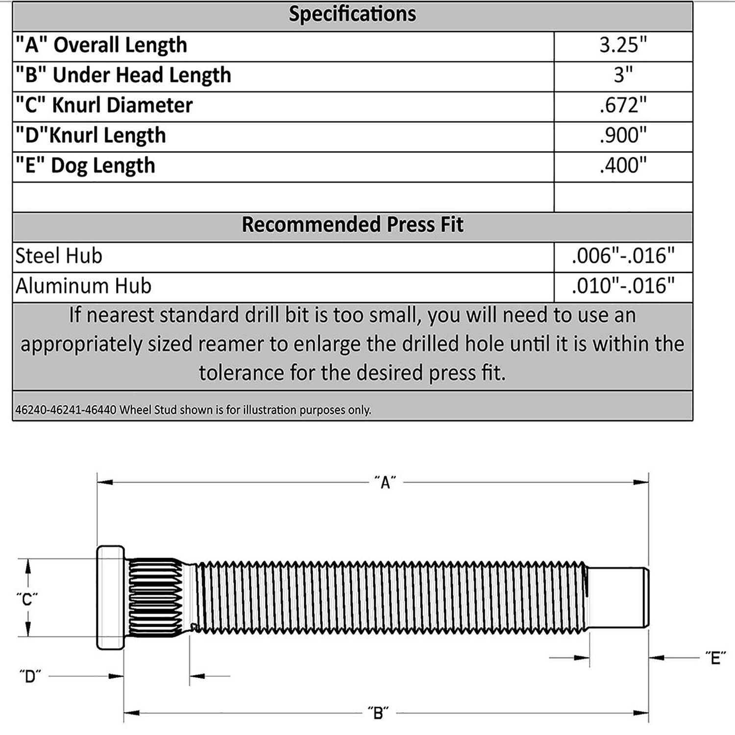 Moroso Wheel Stud 5/8in - 18 Thread 3in Thread Length 0.672in Knurl ...