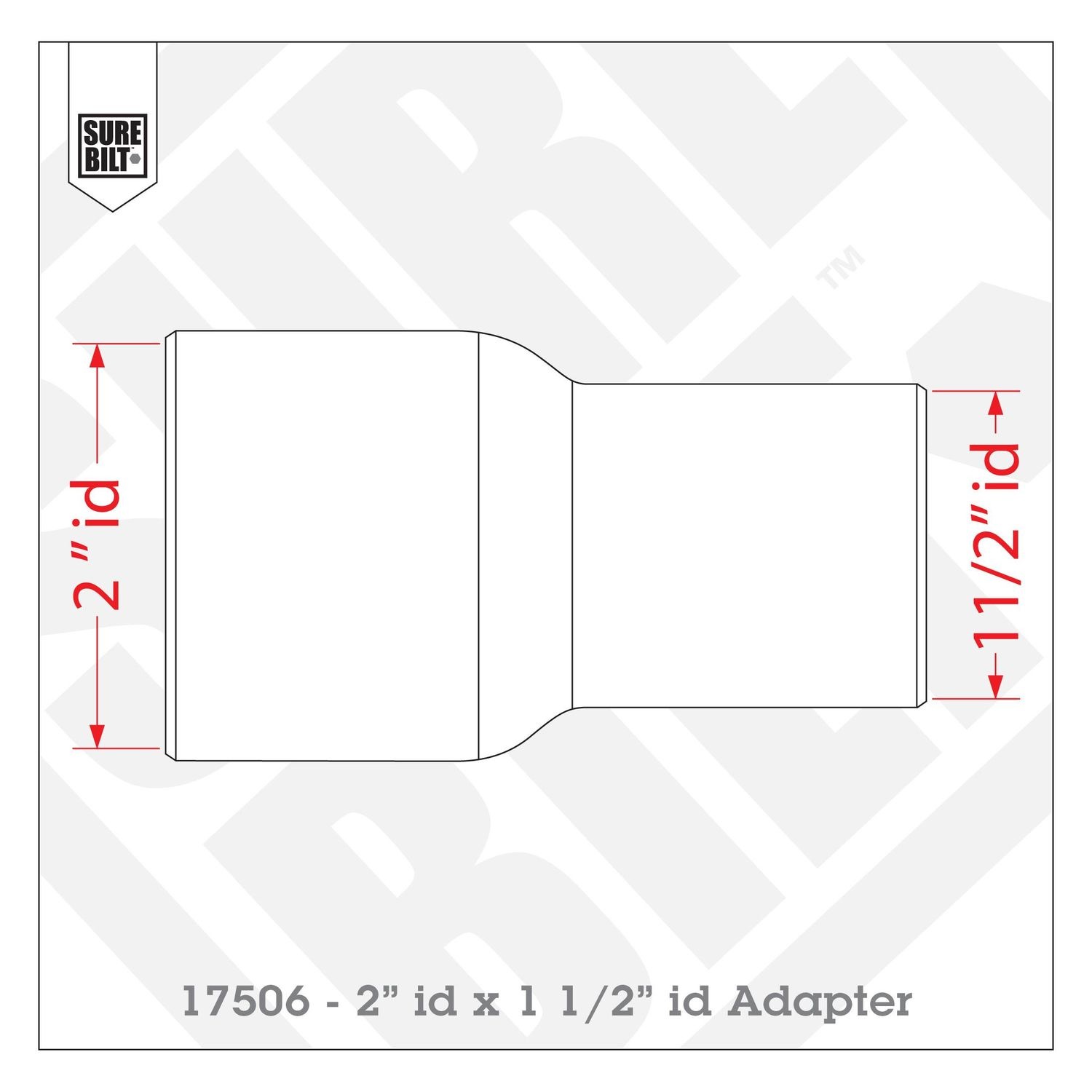 SureBilt 2in I.D. x 1 1/2in I.D. Adapter
