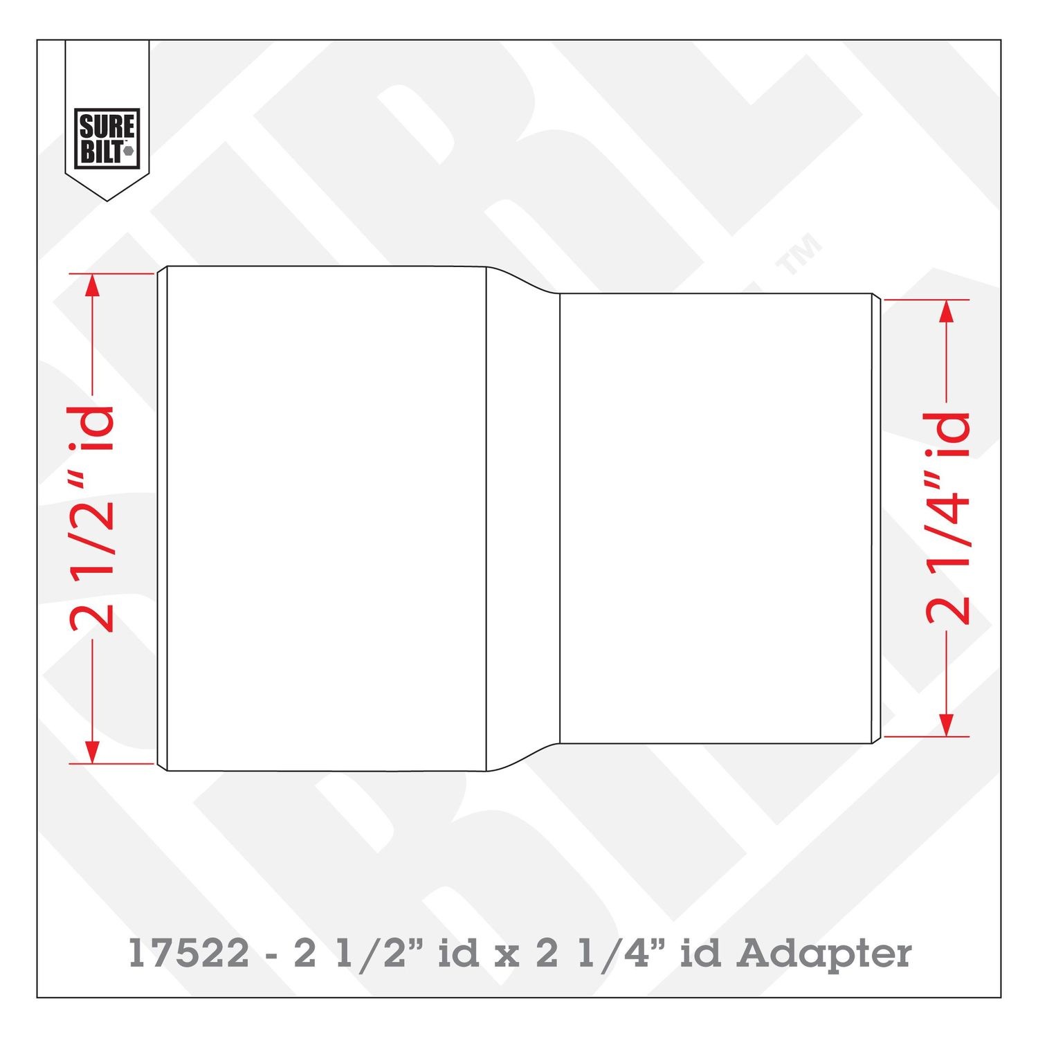 SureBilt 2 1/2in I.D. x 2 1/4in I.D. Adapter