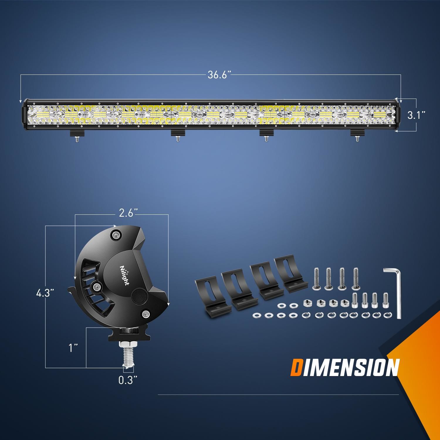 Nilight 37in 260 LED Spot Flood Combo LED Light Bar
