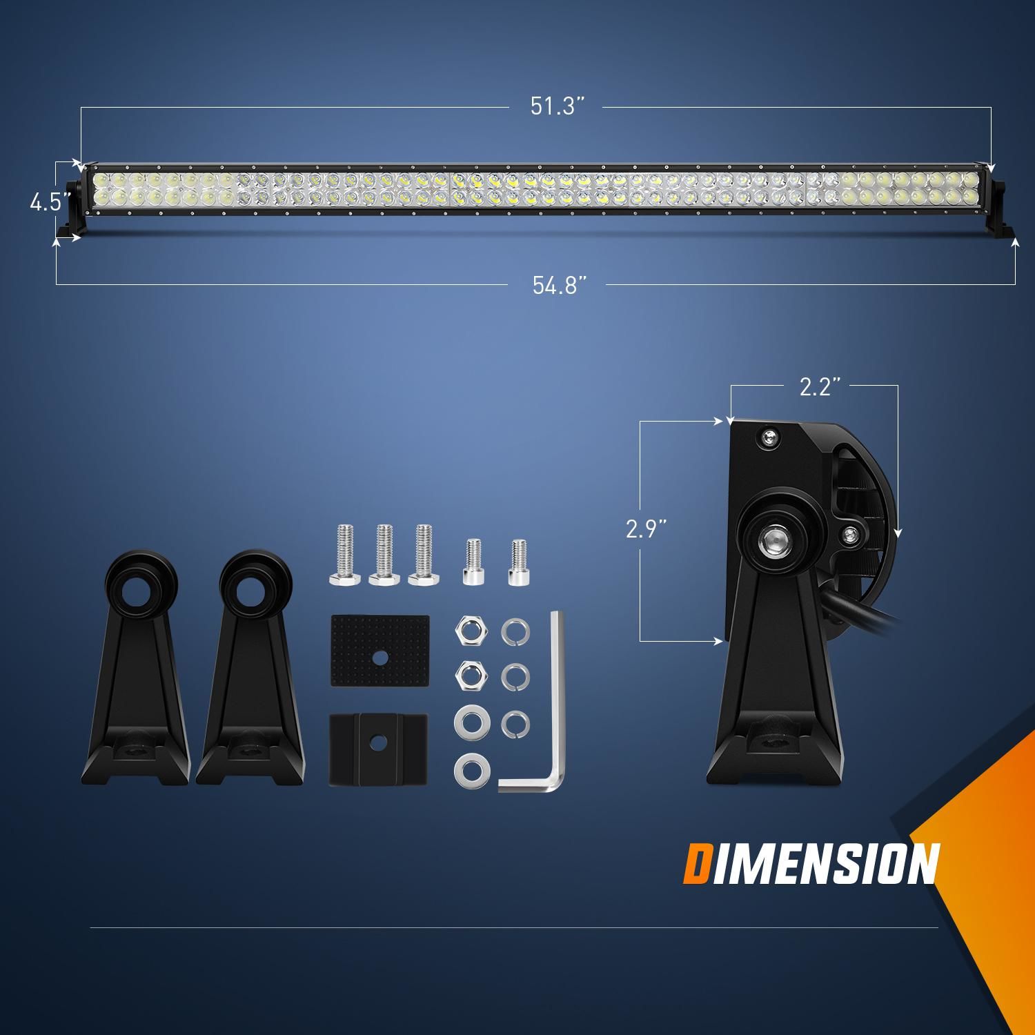 Nilight 52in Combo LED Light Bar, 2 Piece 4in 18 Watts Spot LED Pod ...