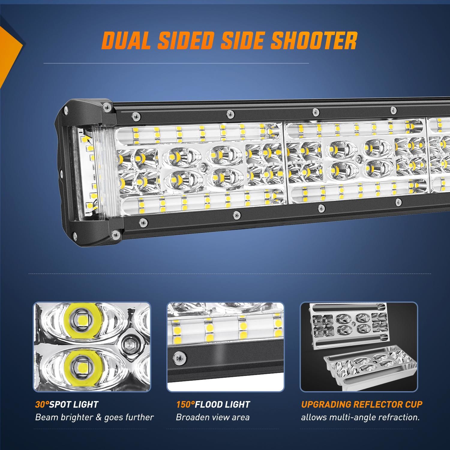 Nilight 22in Side Shooter LED Light Bar 156 LED Quad Row with 12 Volt ...