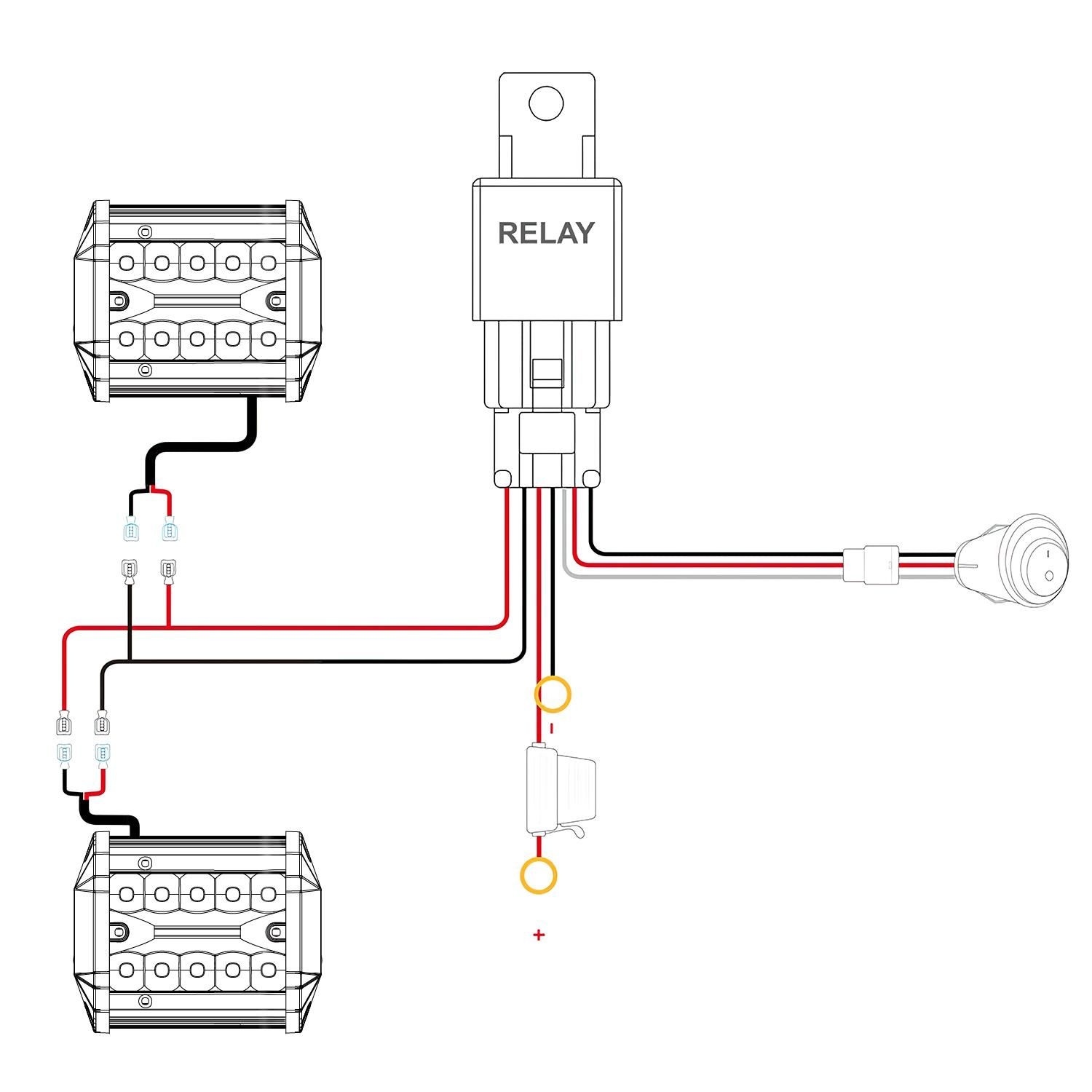 Nilight 4in 20 LED Combo LED LT Pods with 12 Volt 16AWG Red Housing ...