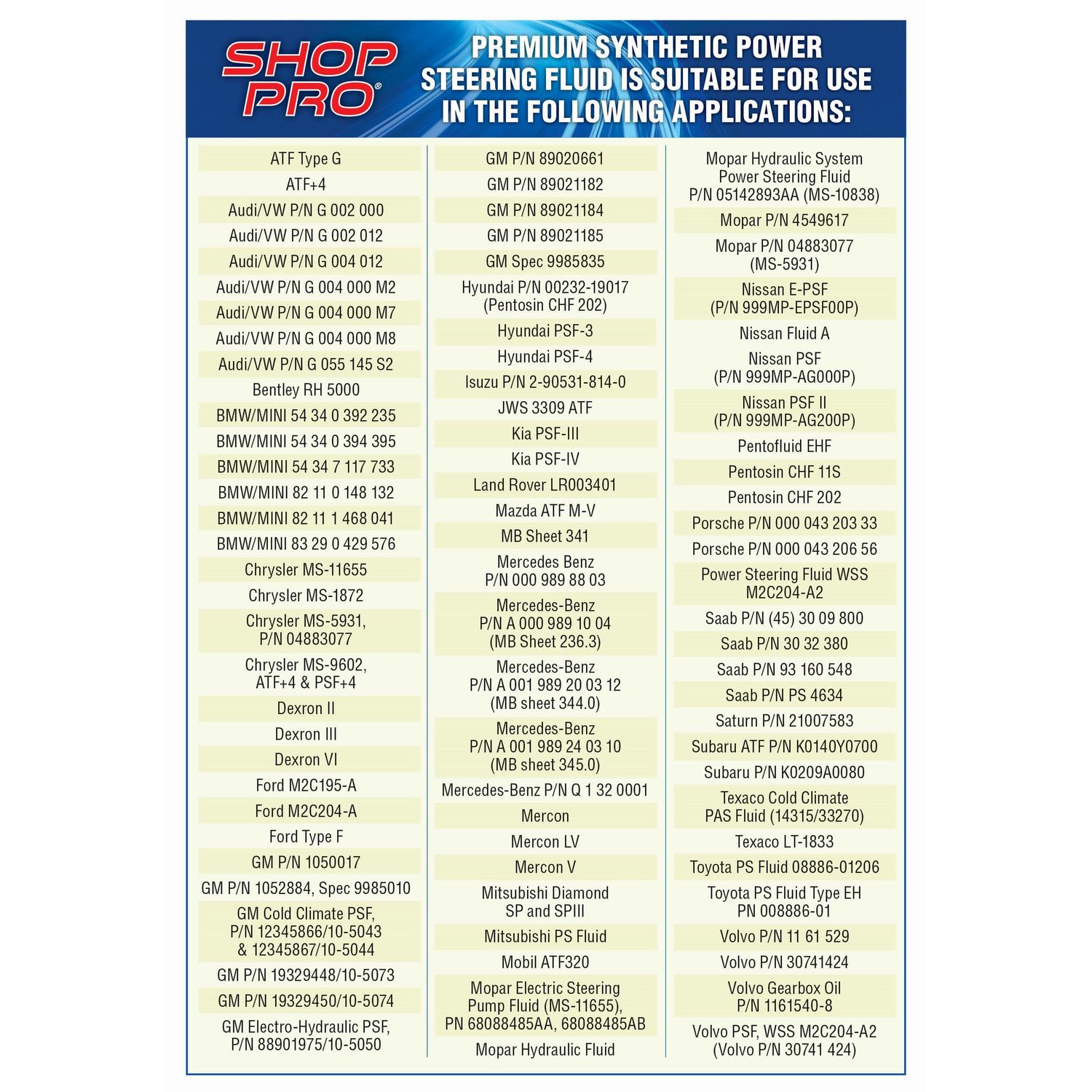 ShopPro Full Synthetic Power Steering Fluid 12oz