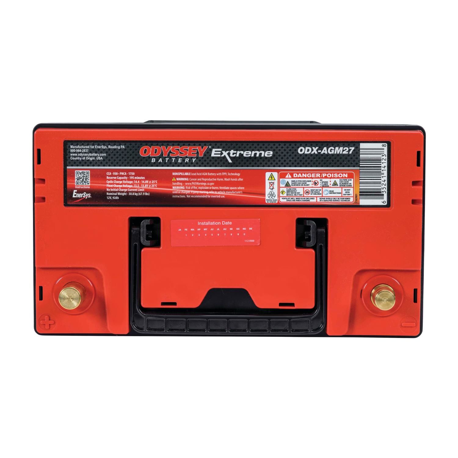 Odyssey Extreme Group Size 27 Absorbed Glass Mat (AGM) Battery ODX-AGM27