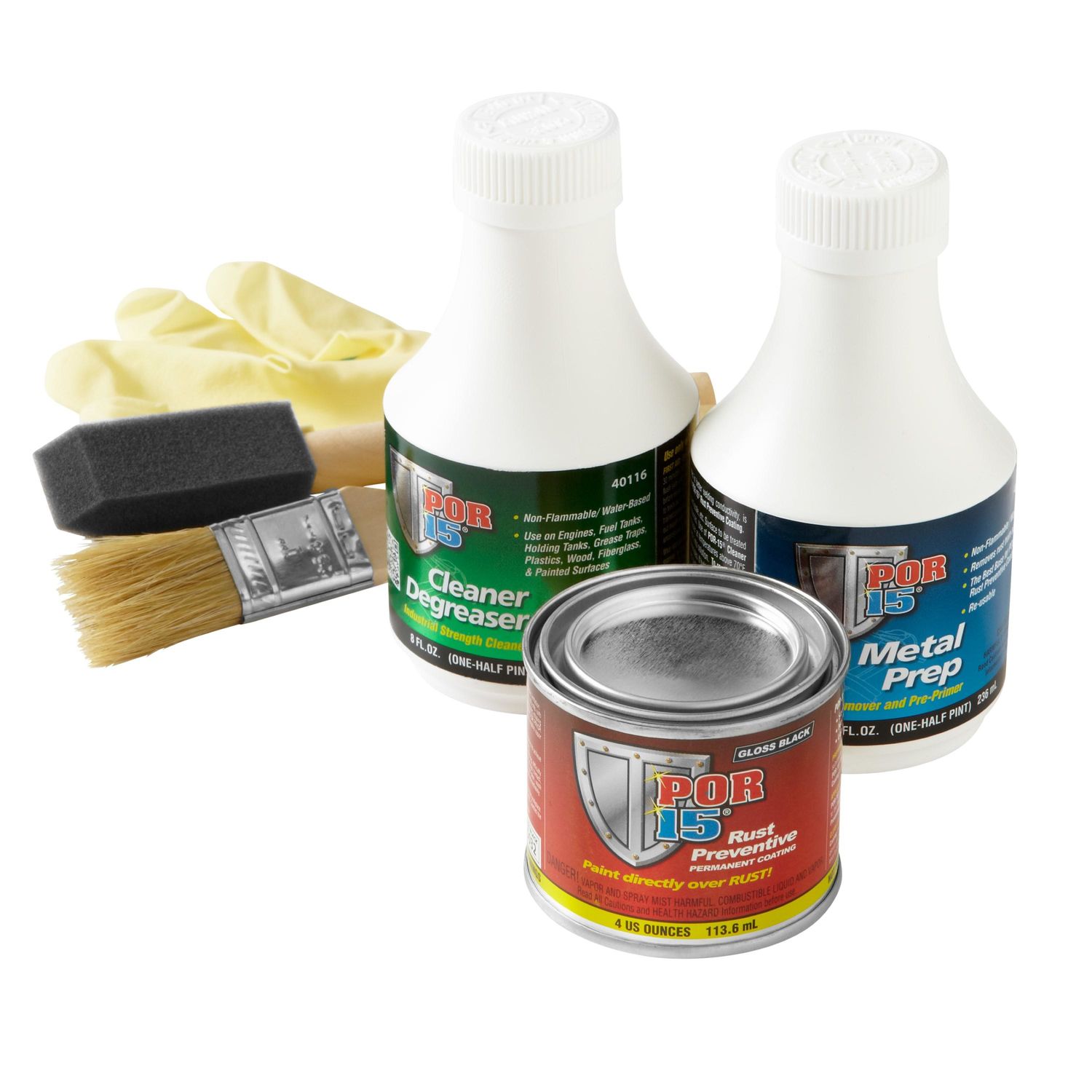POR-15 Stop Rust Kit 3-Step Rust Preventative System Gloss Black