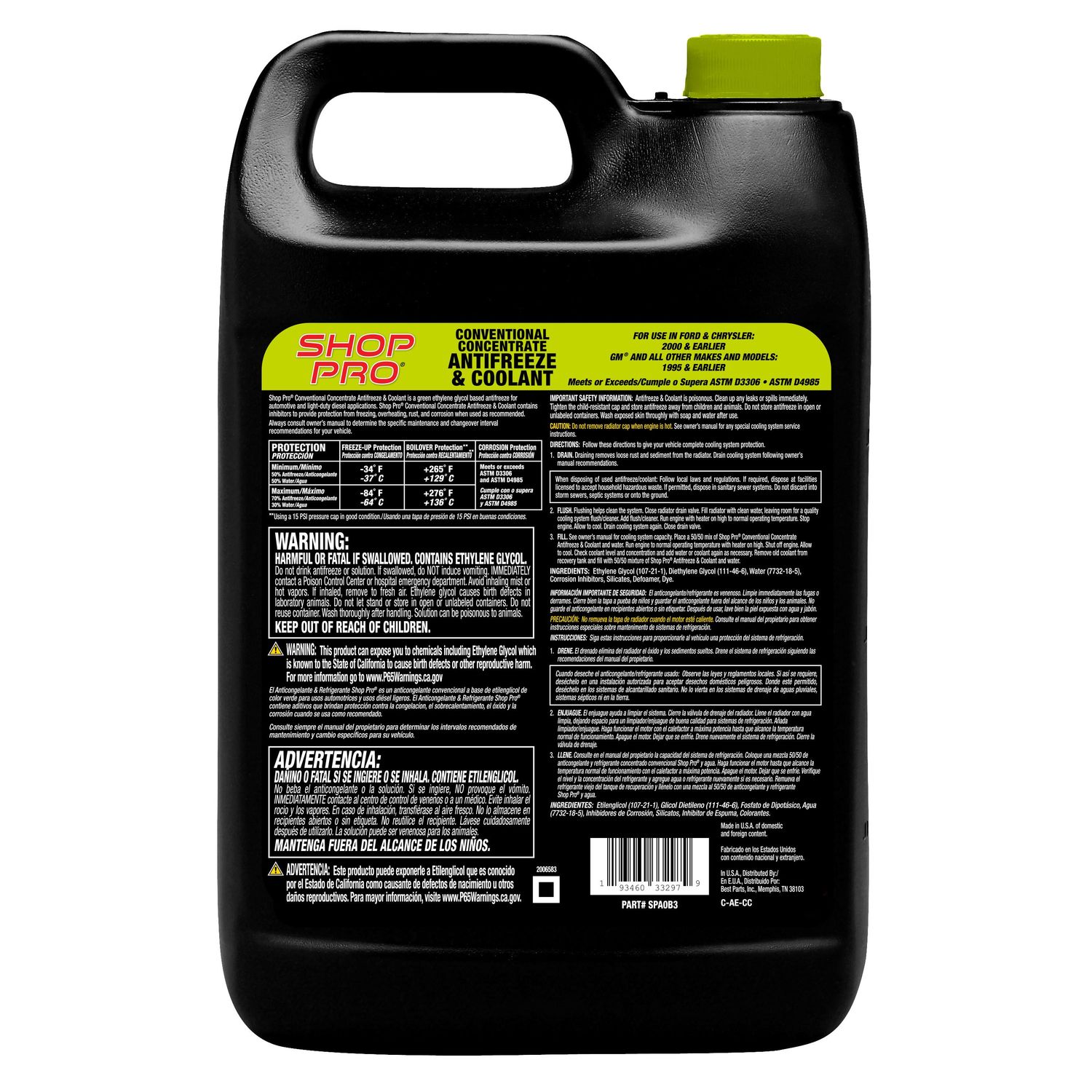 ShopPro Engine Coolant Antifreeze Green Concentrate