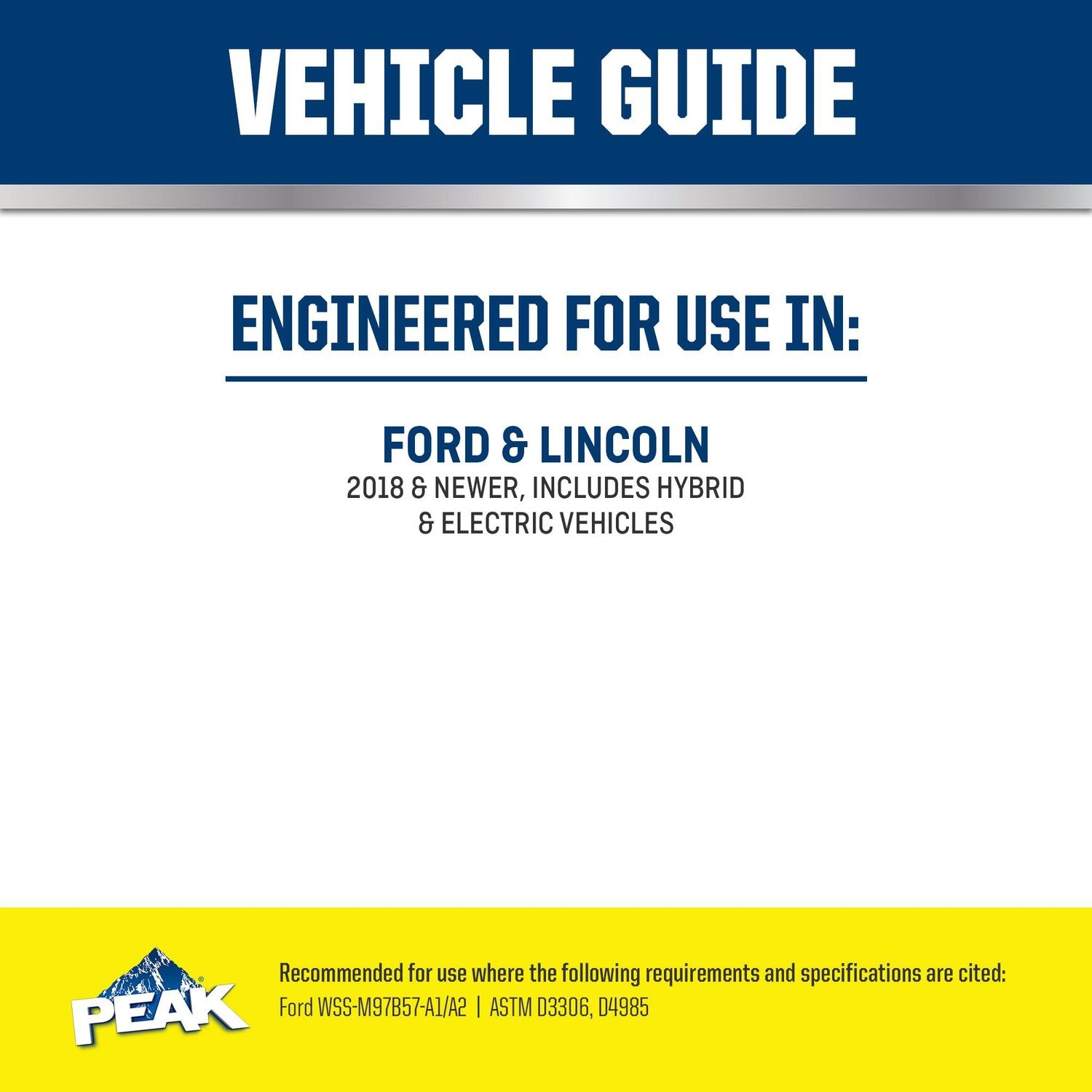 PEAK Original Equipment Technology North American Vehicles Yellow ...