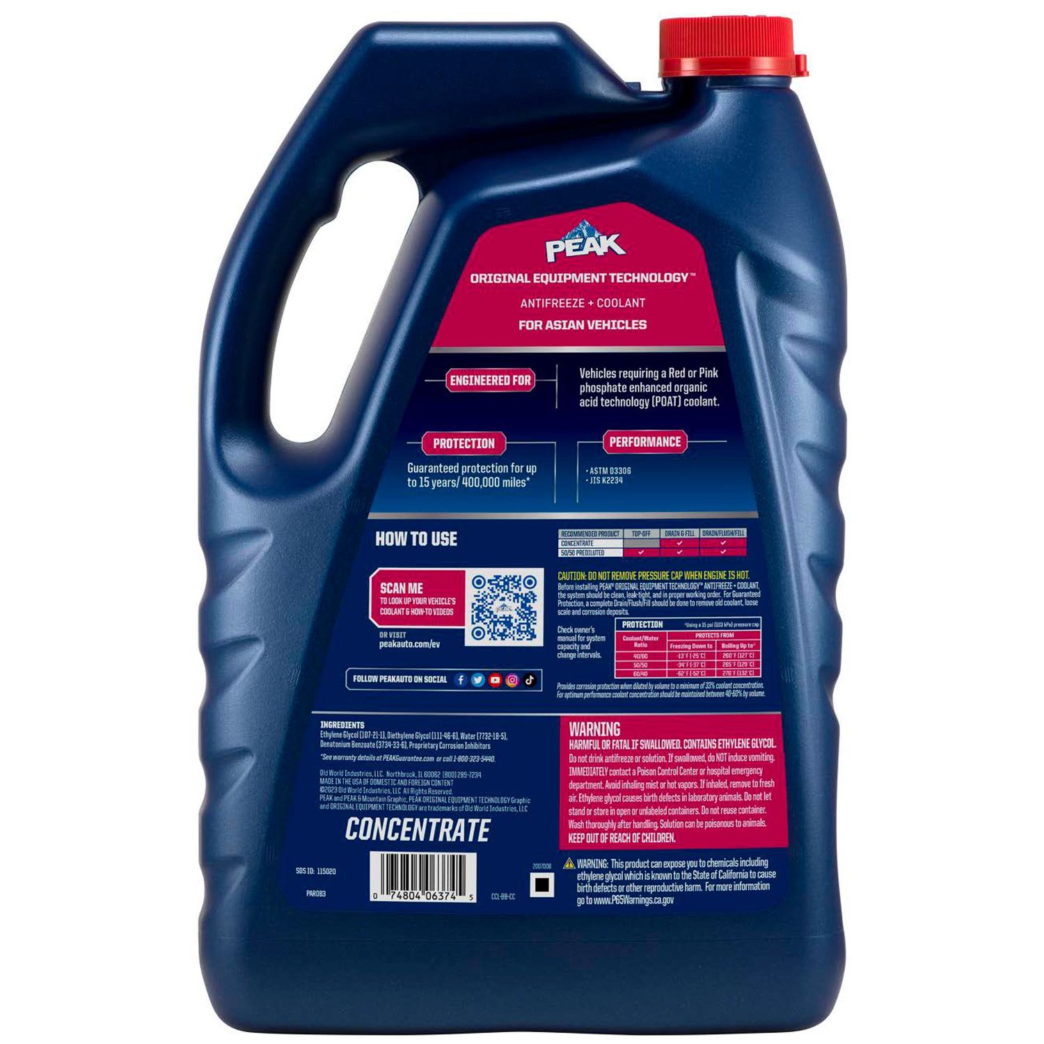 PEAK Antifreeze/Coolant Asian Red/Pink Concentrate 1 Gallon