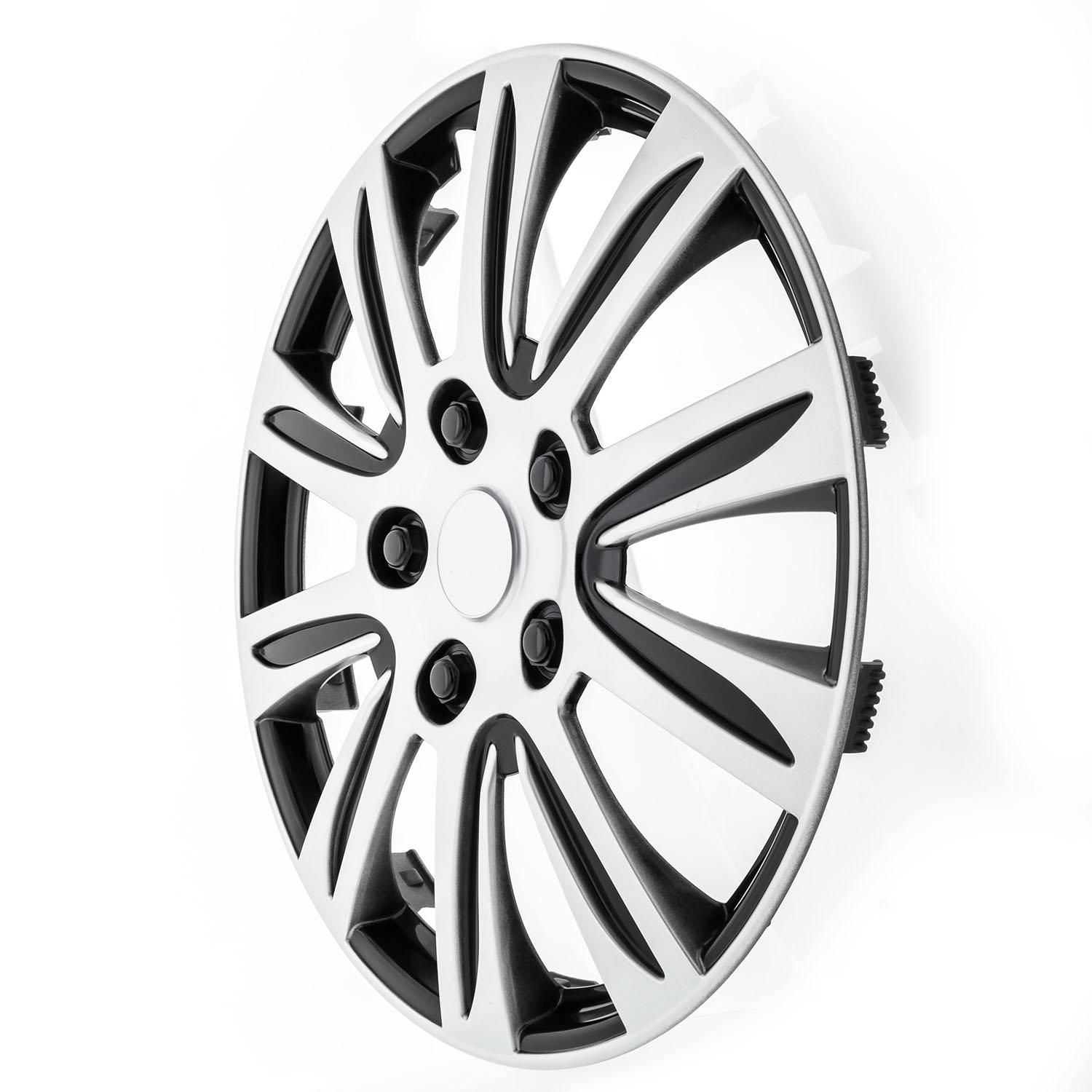 Pilot Silver 15in Plastic Universal Wheel Cover/Hub Cap 4 Piece