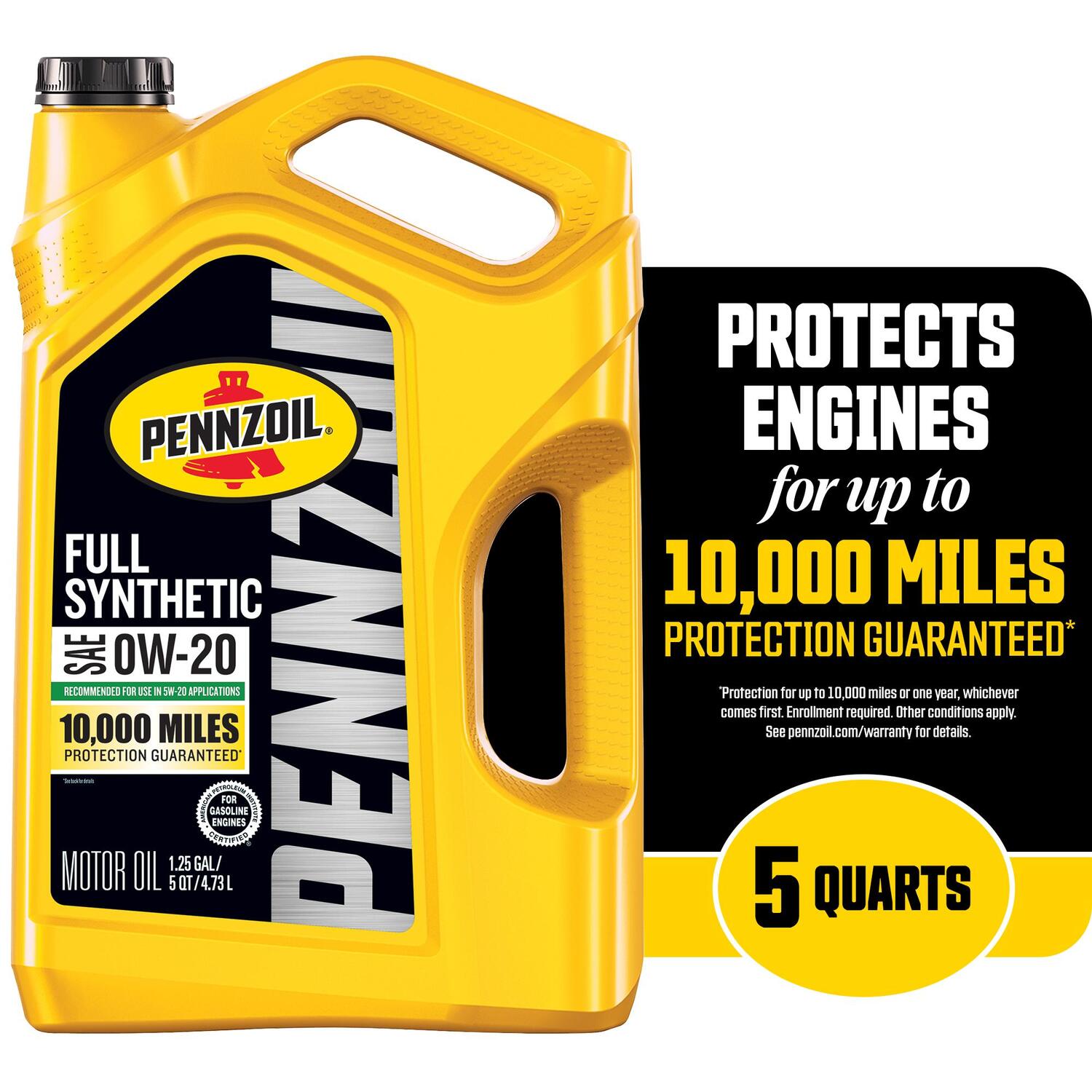 Pennzoil Full Synthetic Engine Oil 0W-20 5 Quart