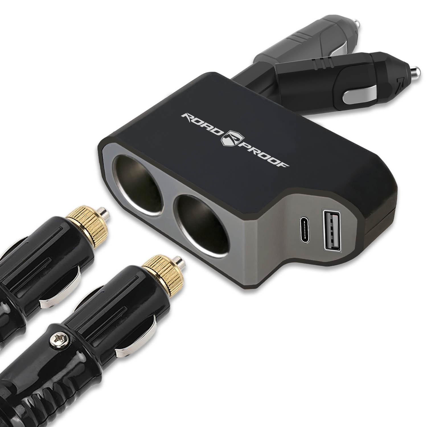 Road Proof 12 Volt Dual Socket Adapter with 2 USB Charging Ports