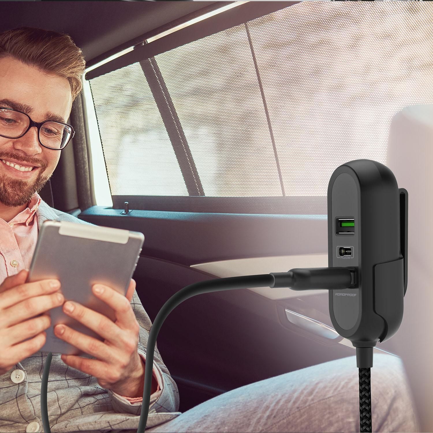 Roadproof 4 Port Car Charger with Extension Cord