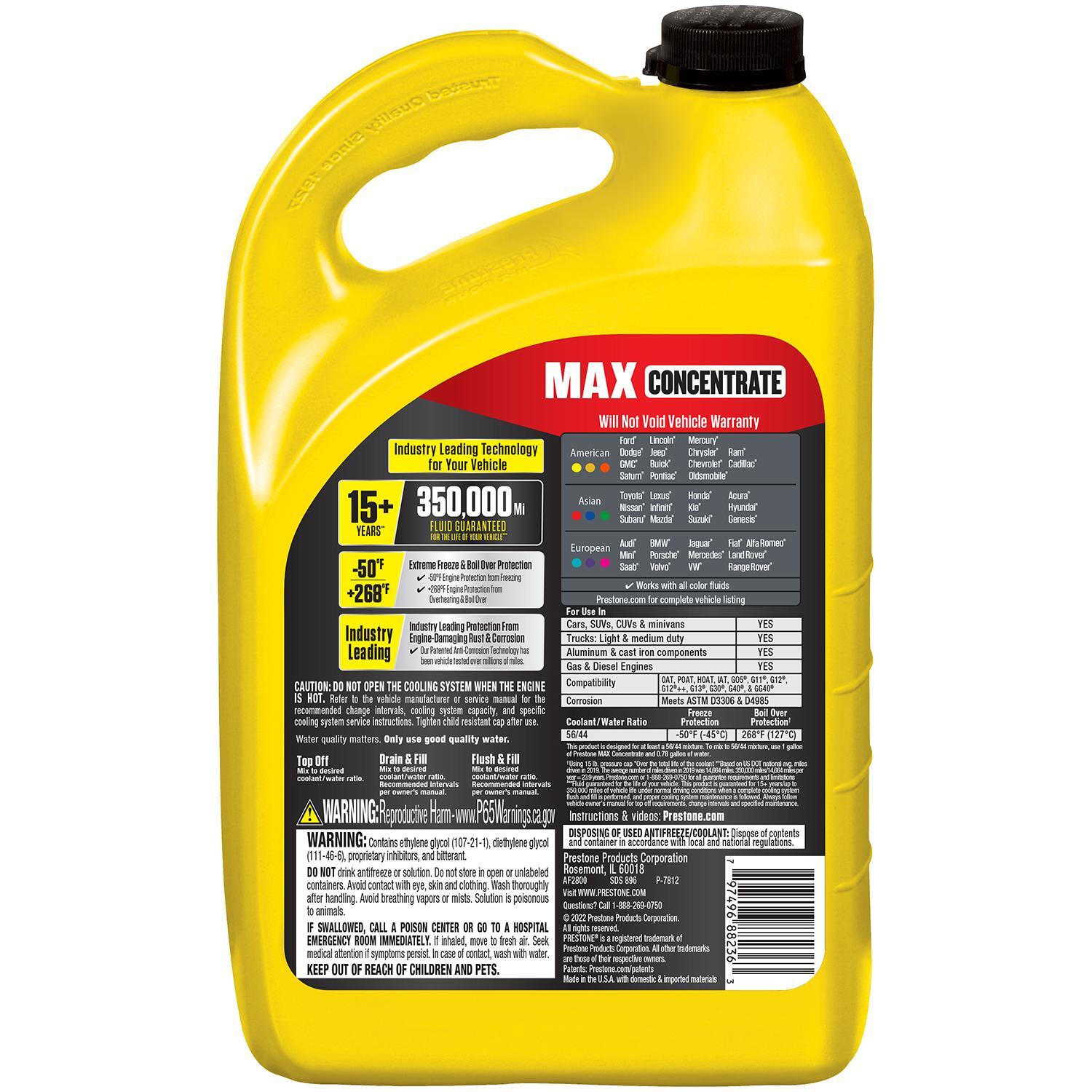 Prestone Max Universal Yellow Antifreeze and Coolant Concentrate