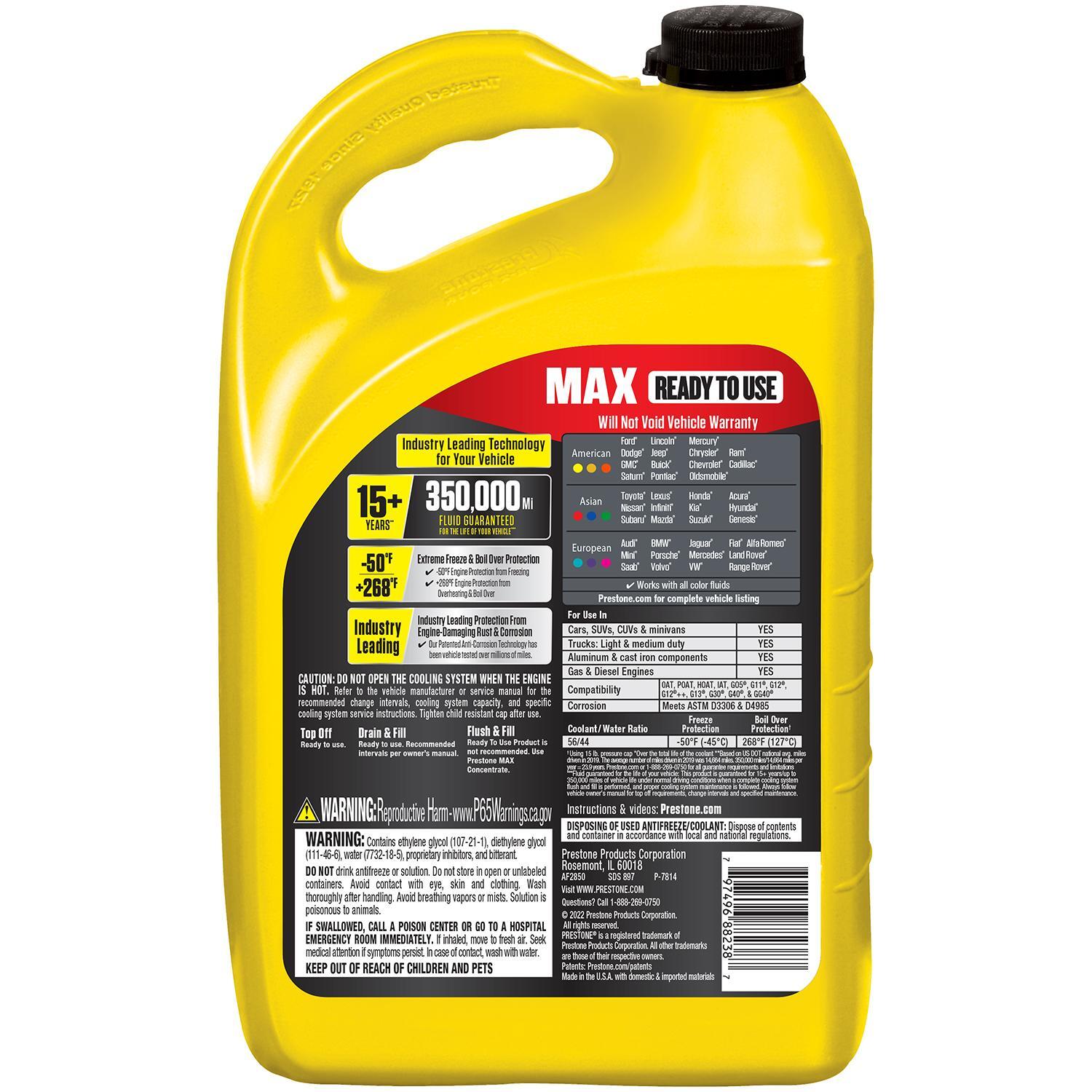 Prestone Max Universal Yellow Antifreeze and Coolant Ready-To-Use