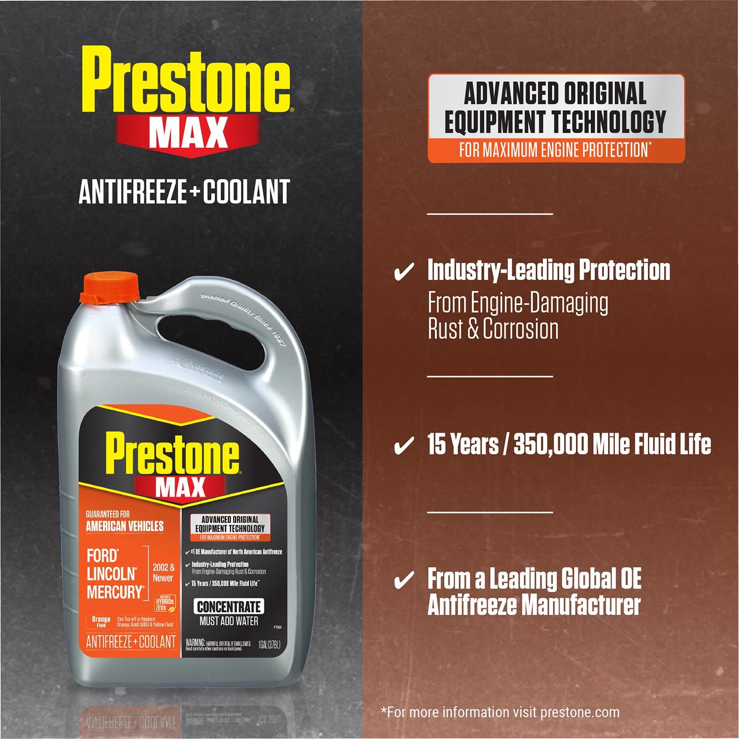 Prestone Max American Vehicles Orange Antifreeze and Coolant Concentrate Prestone Max American Vehicles Orange Antifreeze and Coolant Concentrate