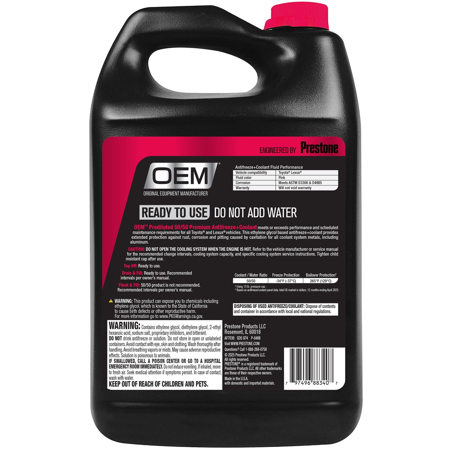 OEM by Prestone Toyota Lexus Pink Ready to Use Antifreeze/Engine Coolant