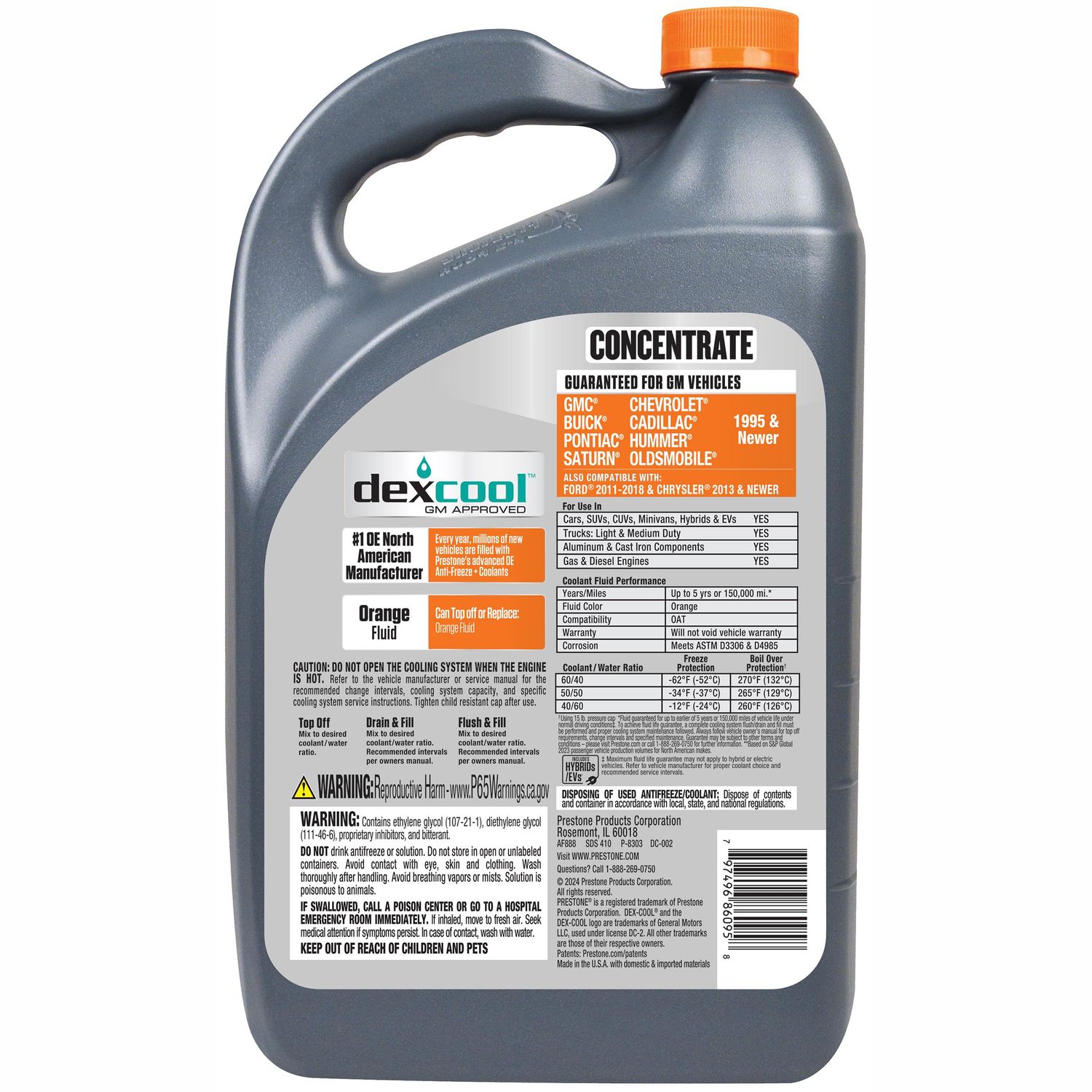 Prestone Antifreeze and Coolant Orange Dex-Cool Concentrate