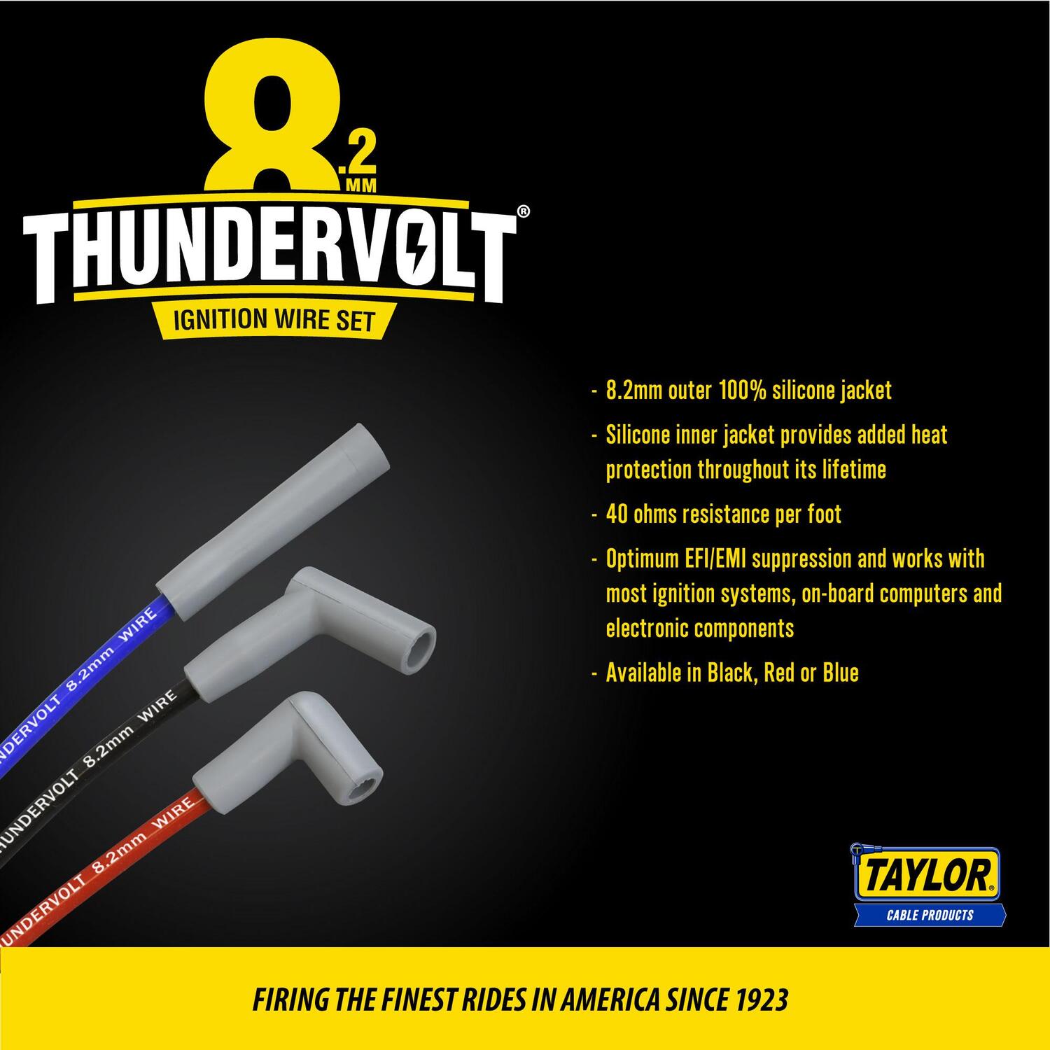 Taylor Cable 8.2mm Black Universal Thundervolt Race Hemi Wire