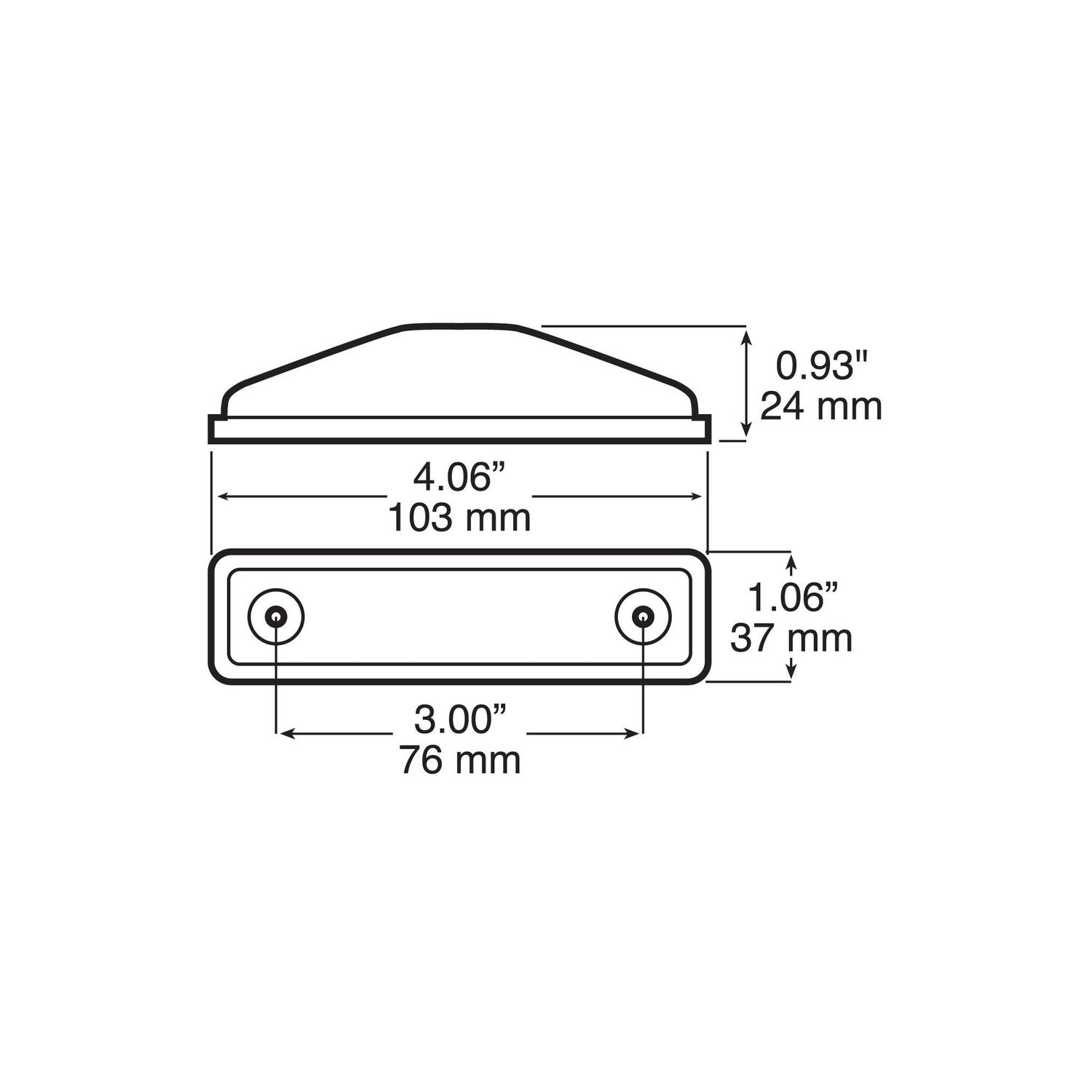 Peterson 4.06in x 1.06in Amber P2 Rectangular Marker/Clearance LED Marker