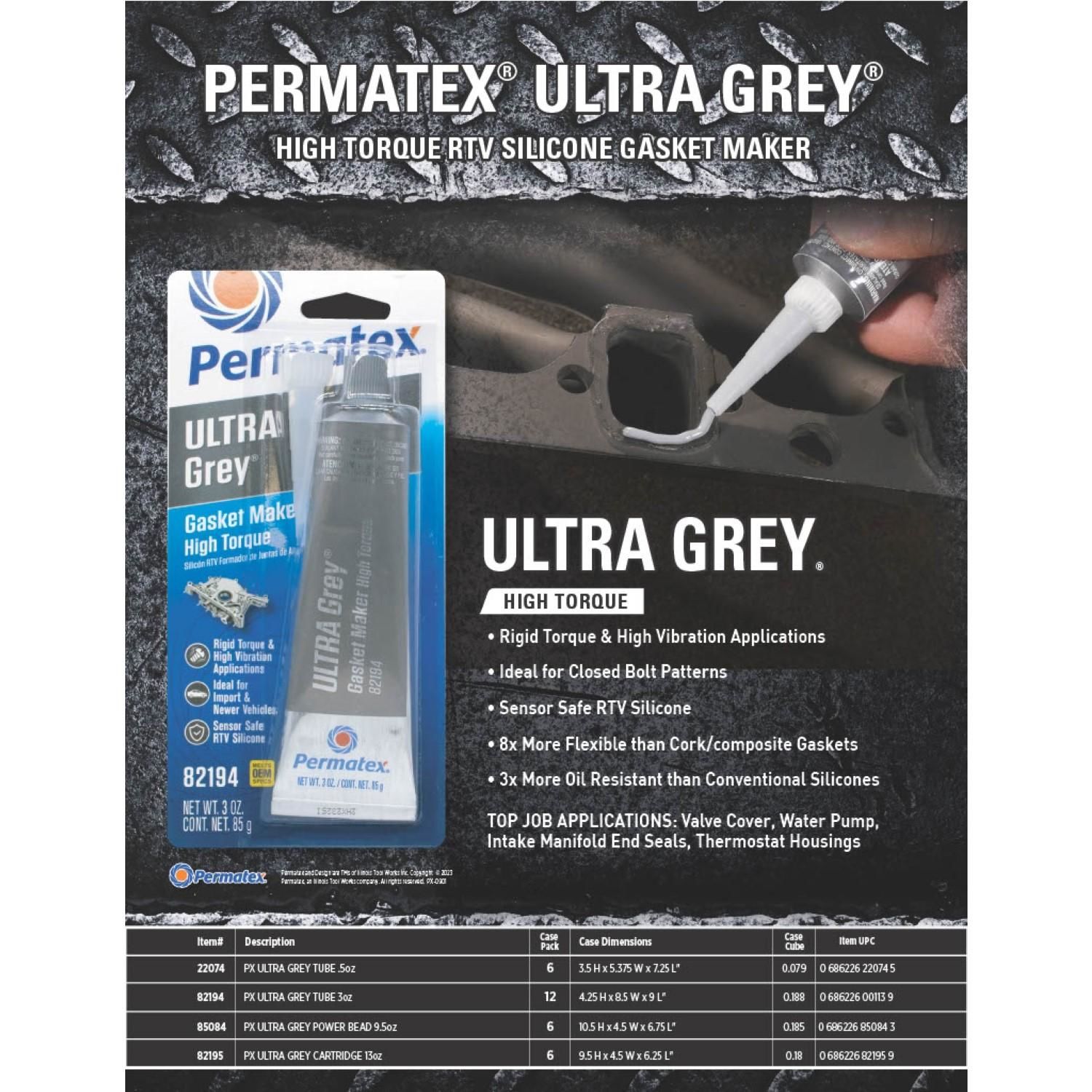 Permatex Ultra Grey RTV Silicone Gasket Maker 3.5 oz