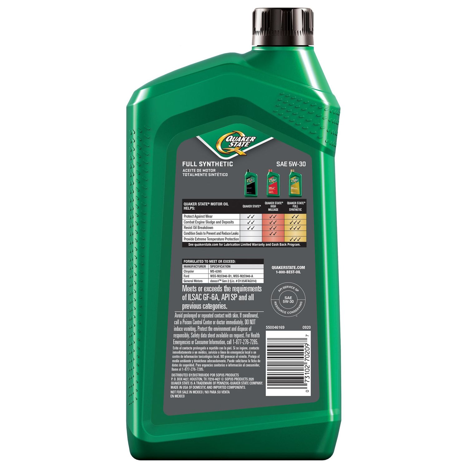 Quaker State Ultimate Durability Full Synthetic Engine Oil 5W-30 1 Quart