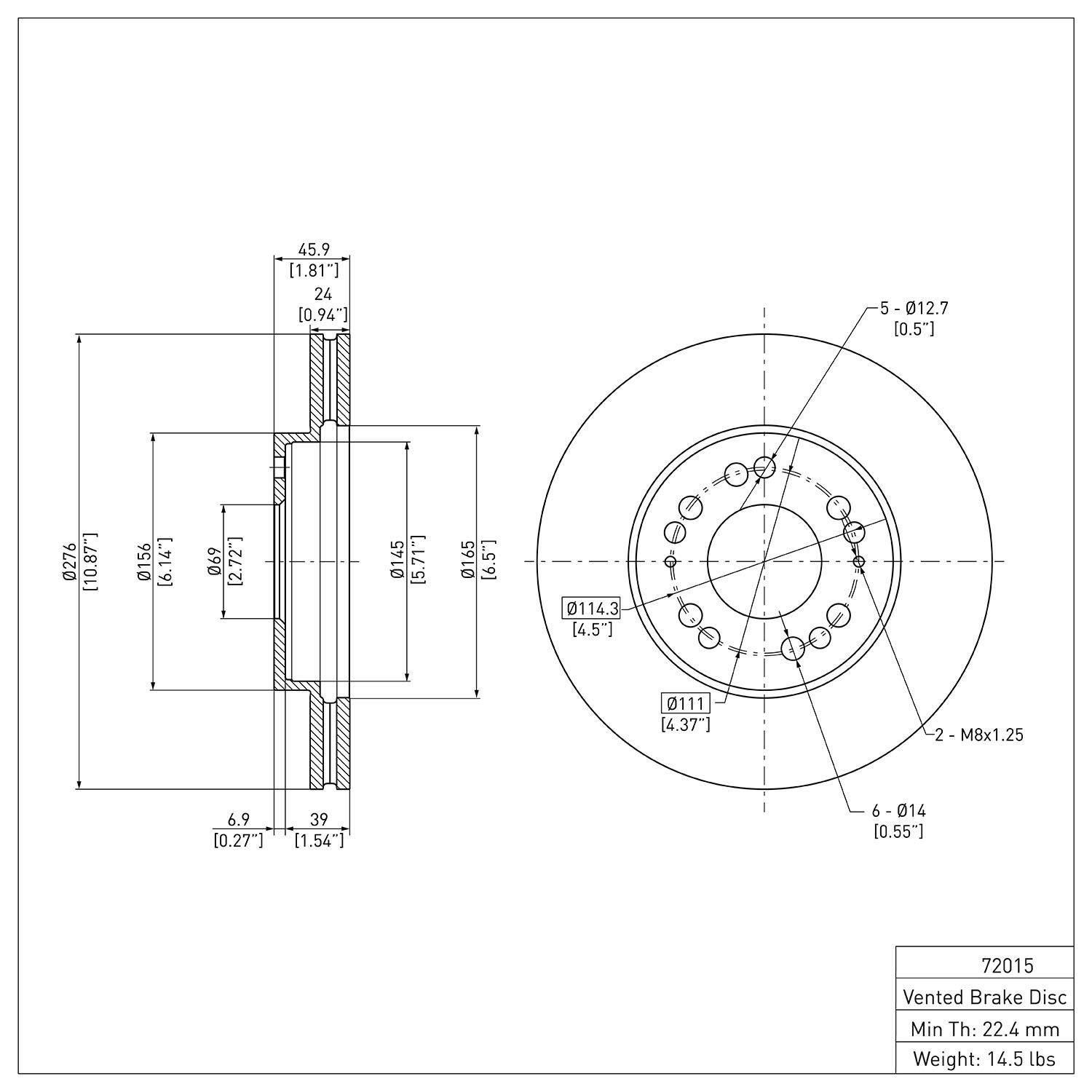 R1 Concepts Disc Brake Rotor ERE-72015