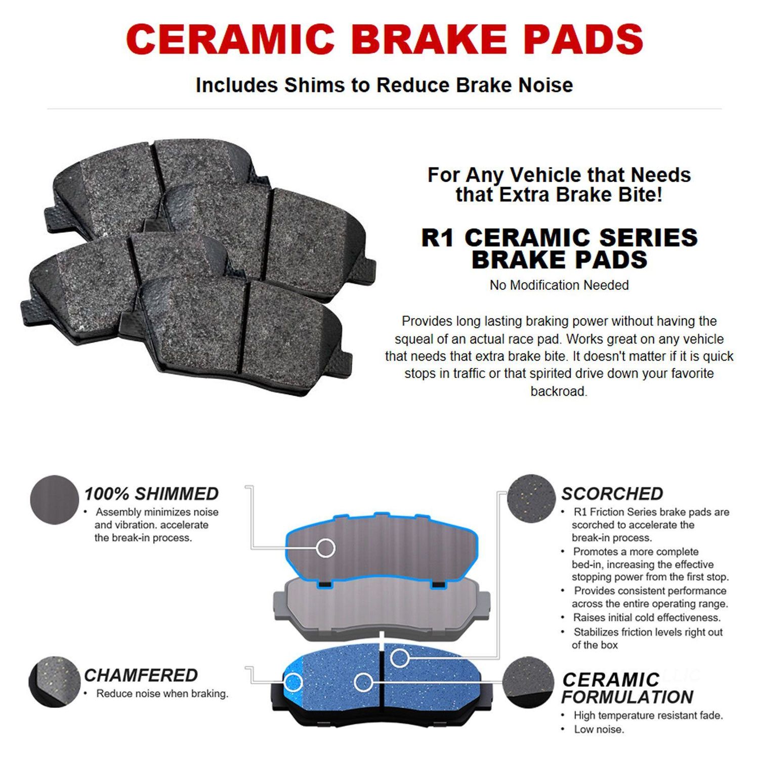 R1 Concepts Performance Brake Pads Rotors Kit WHWH1-68015