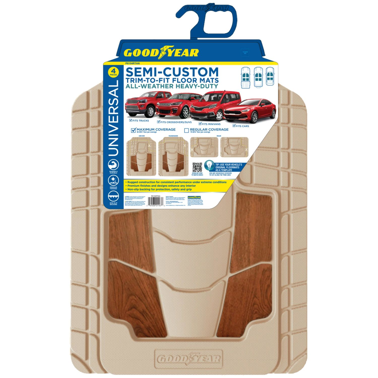 Goodyear Tan Premium Rubber Floor Mats 4 Piece