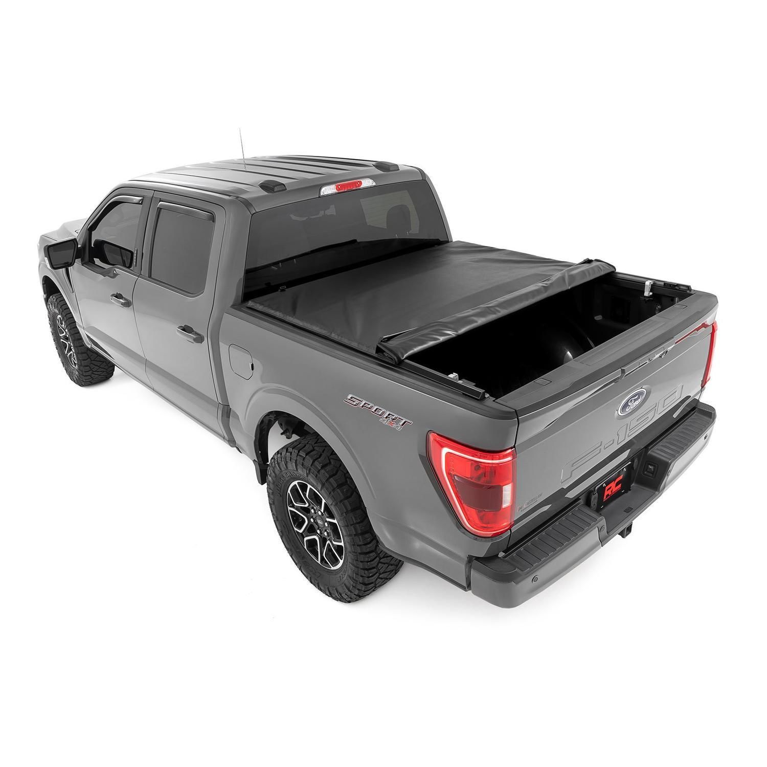 Rough Country Soft Roll Up Bed Cover 5ft 7in Bed Ford F-150/F-150 ...