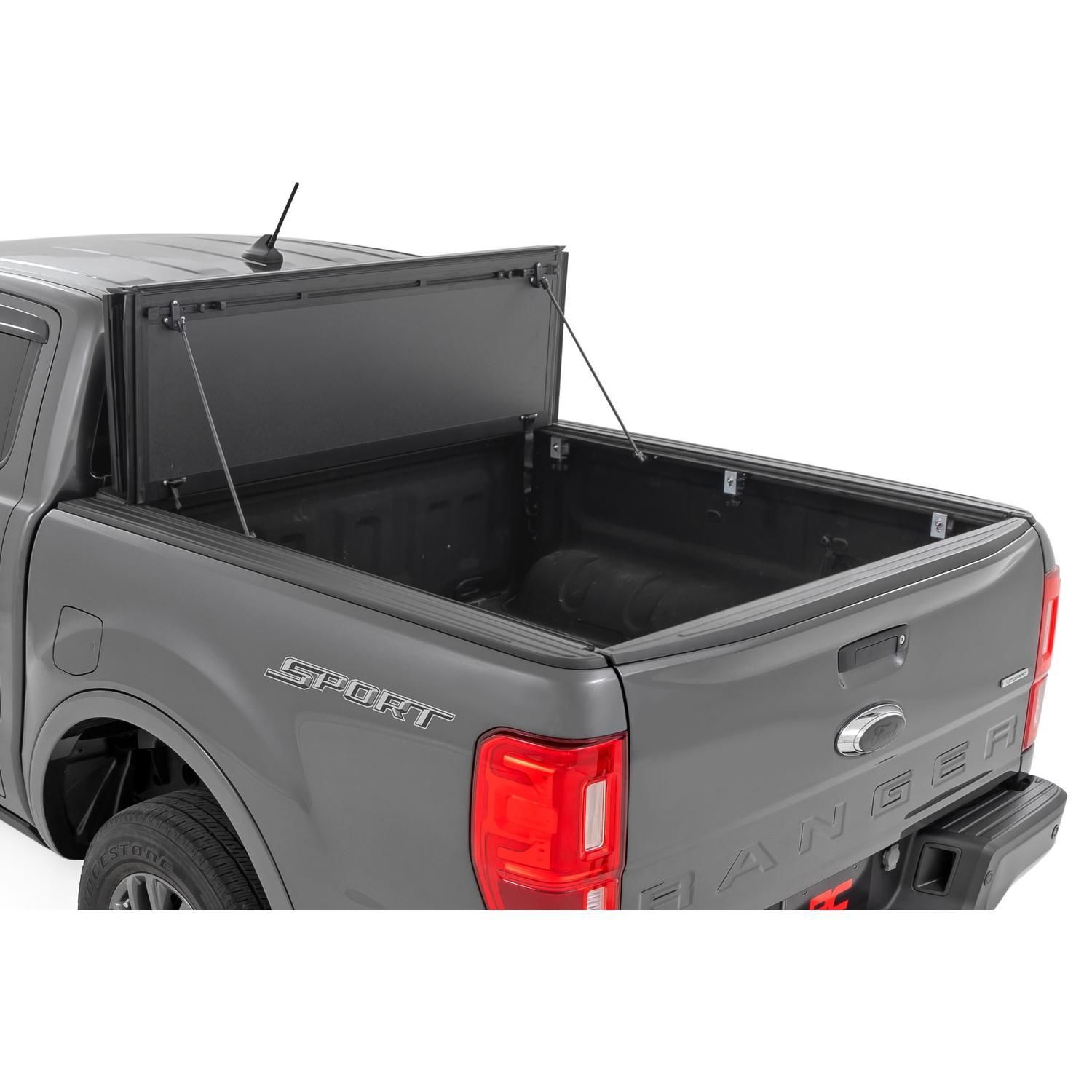 Rough Country Hard Tri-Fold Flip Up Bed Cover 5ft Bed Ford Ranger 2WD ...