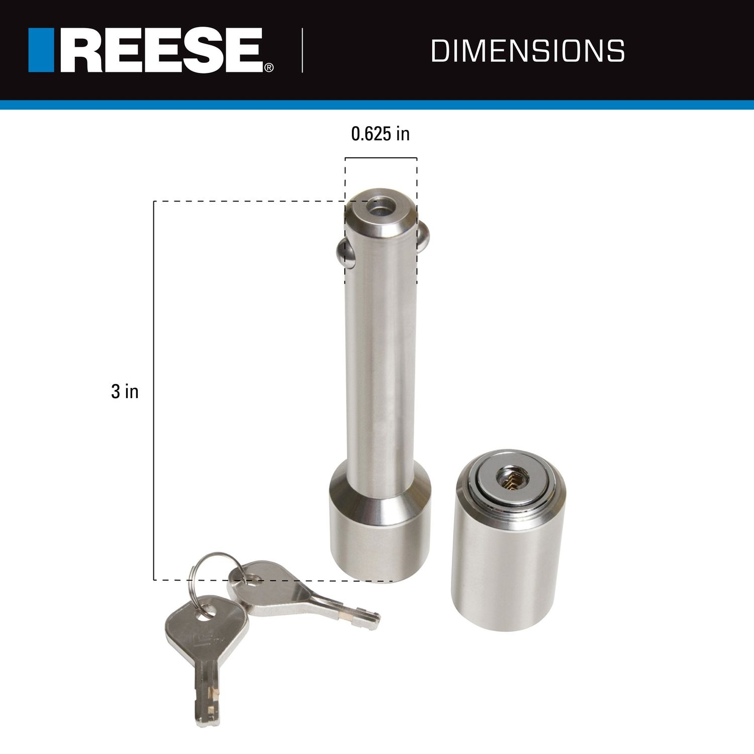Reese 5/8in Stainless Steel Pro Receiver Lock