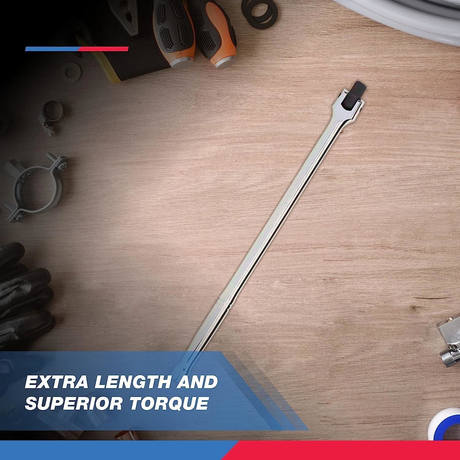 NEIKO 1/2in Drive 15in Length Extension Breaker Bar with Rotating Flex Head