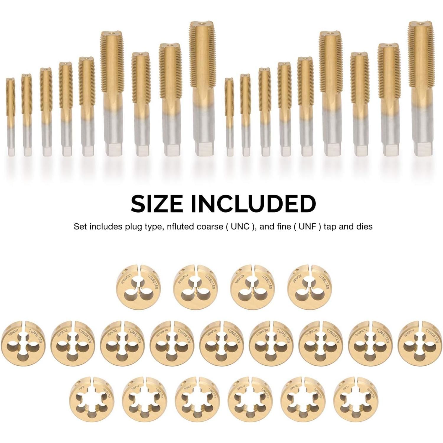 NEIKO Pro-Grade SAE Large Diameter Titanium Tap and Die Set 45 Piece