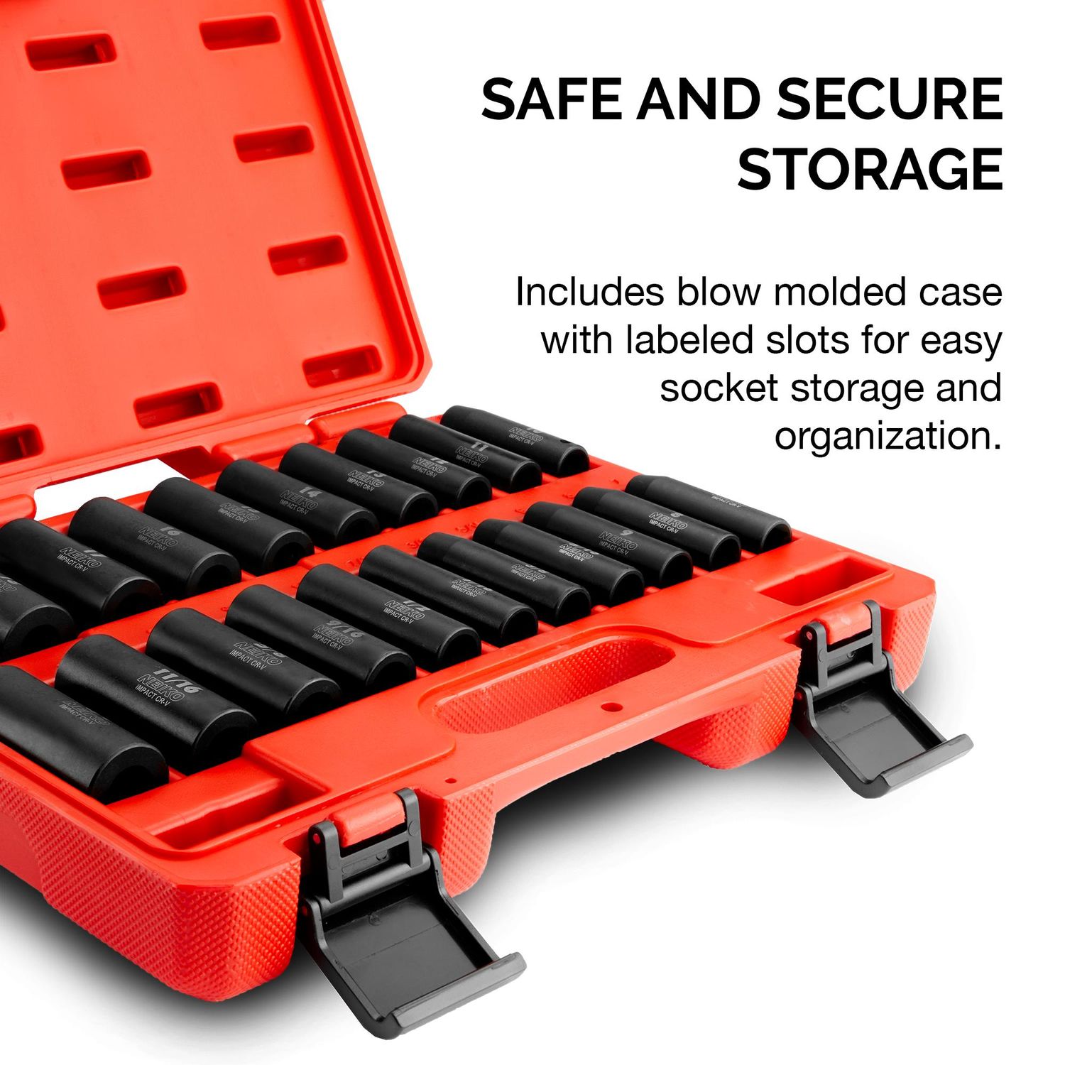 NEIKO 3/8in Drive SAE and Metric Deep Impact Socket Set 21 Piece