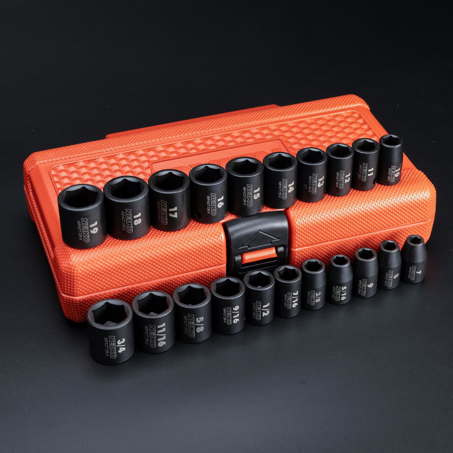 NEIKO 3/8in Drive SAE and Metric Shallow Impact Socket Set 21 Piece