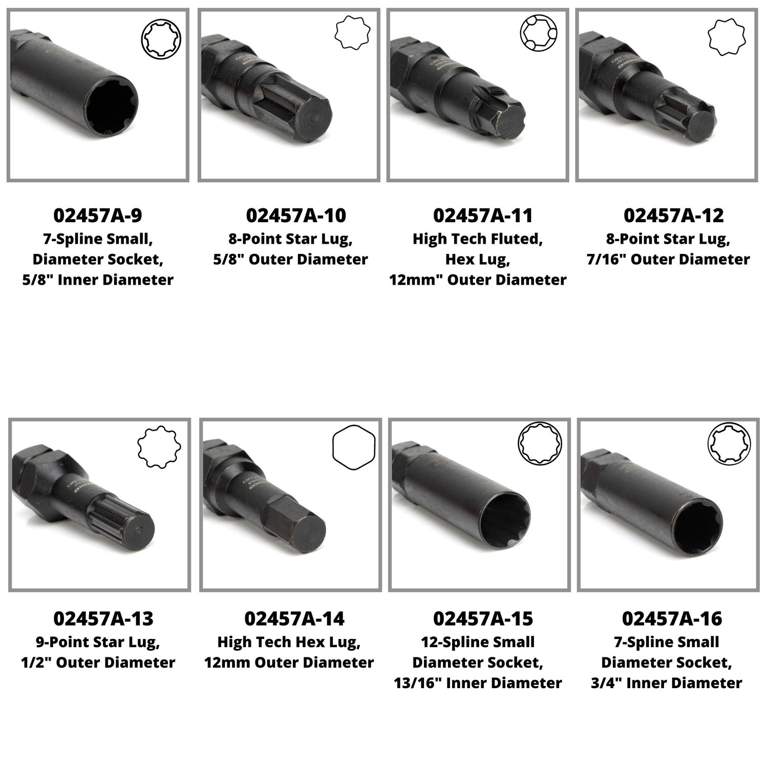 NEIKO SAE and Metric Wheel Lock Removal and Lug Nut Key Set 16 Piece