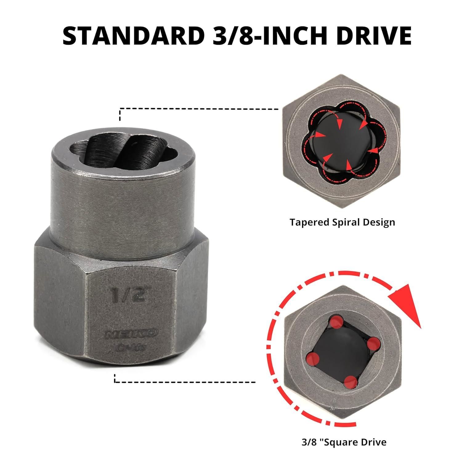 NEIKO 3/8in Drive Deep and Shallow Impact Lug Nut and Bolt Extractor ...